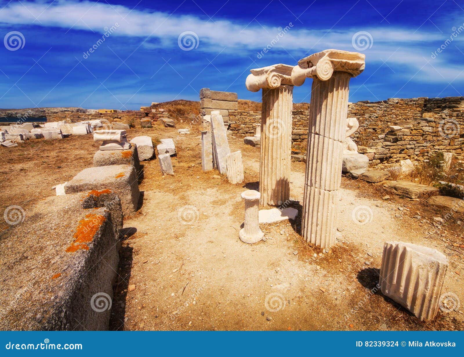Ancient Ruins on the Island of Delos Stock Photo - Image of archeology ...