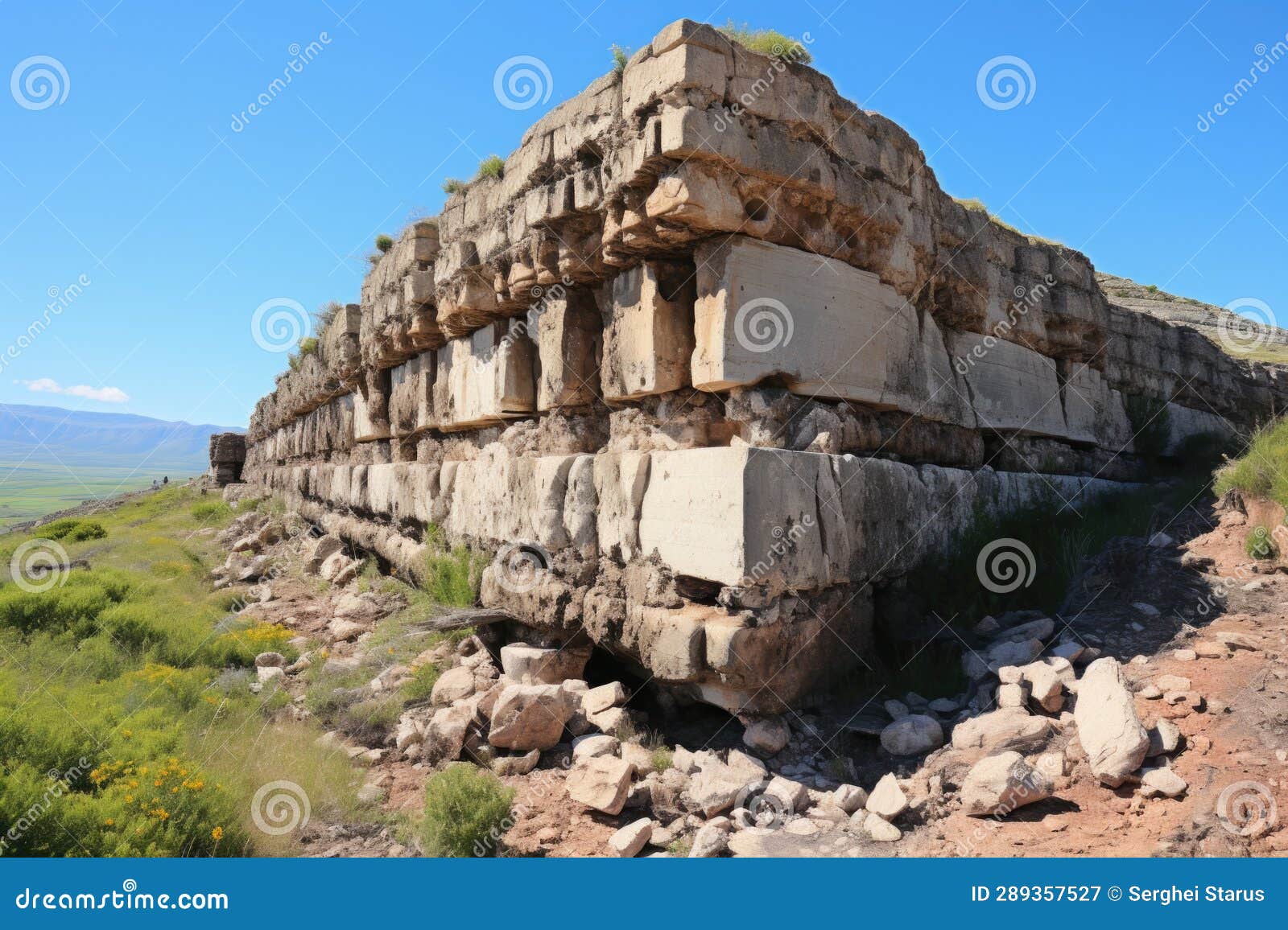An Ancient Ruins of Large Stone Structure Sitting on Top of a Rocky ...