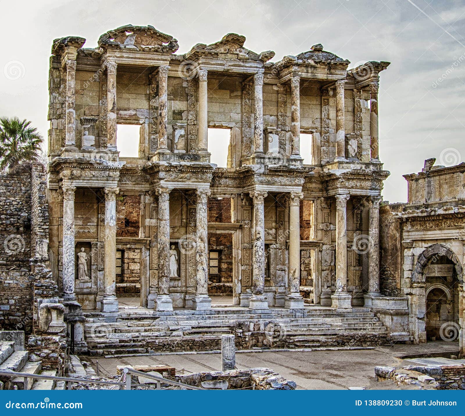 Ancient Ruins of Library of Ephesus Stock Photo - Image of city ...