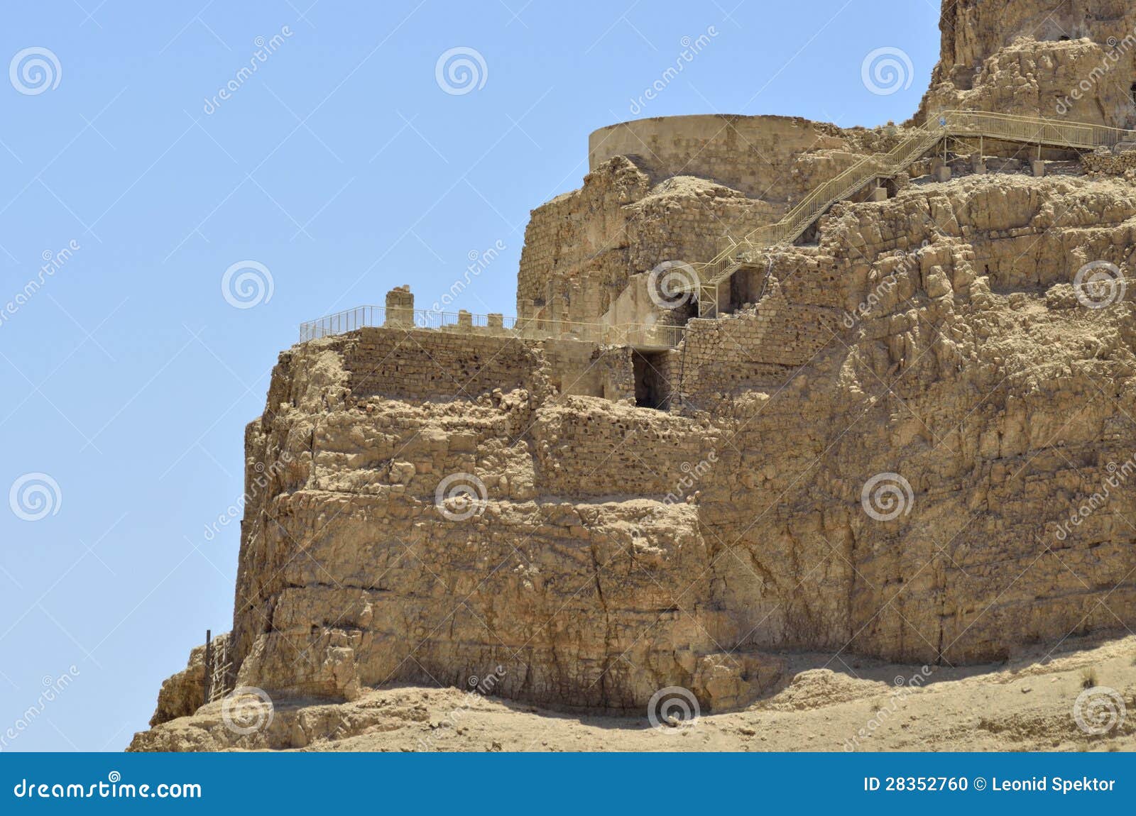 Ancient Ruins on Masada Mountain. Stock Photo - Image of palace ...