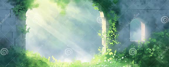 Ancient Ruins, Overgrown Vegetation, Mysterious Aura, Watercolor Style ... Ancient Ruins, Overgrown Vegetation, Mysterious Aura, Watercolor Style ...