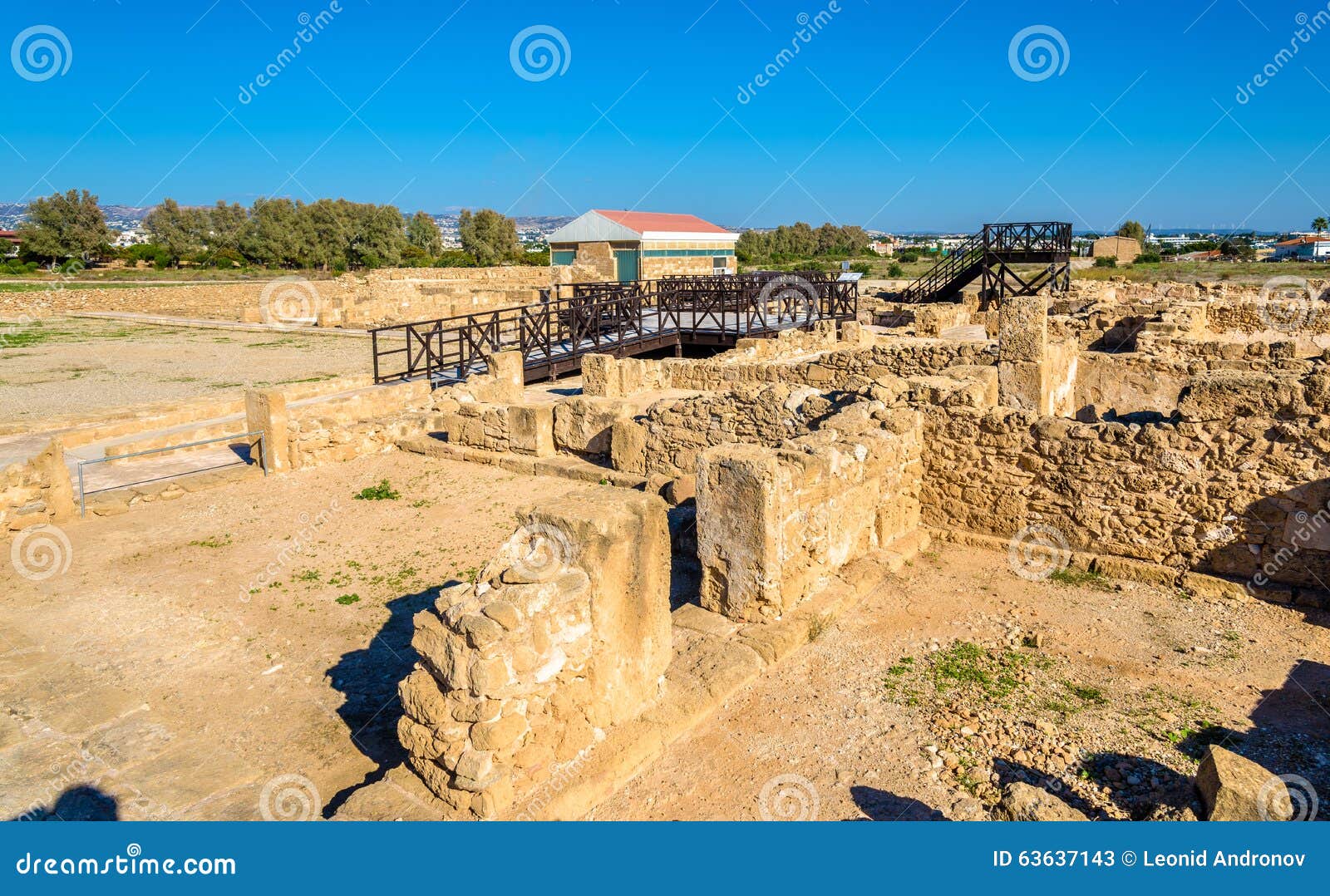 Ancient Ruins in Paphos Archaeological Park Stock Image - Image of ...