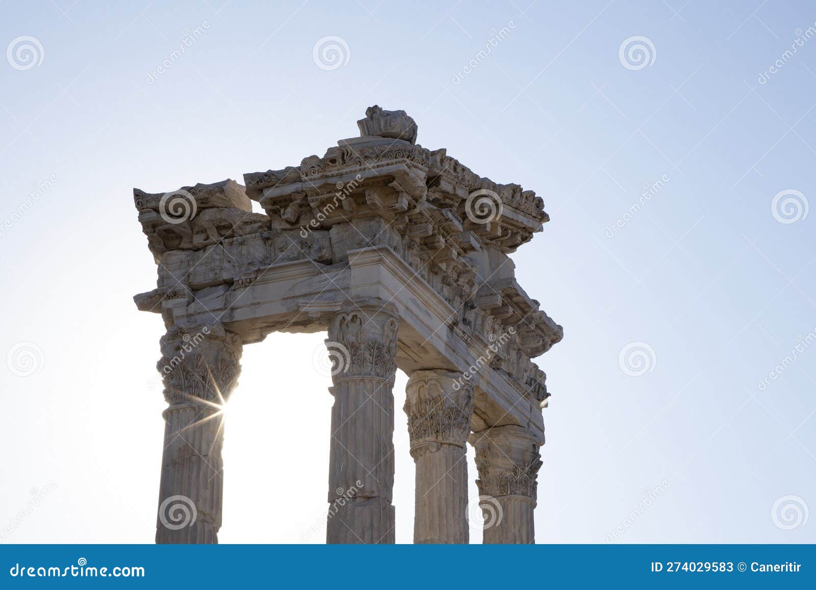 Ancient Ruins of Pergamon Acropolis. Ancient City Column Ruins with the ...