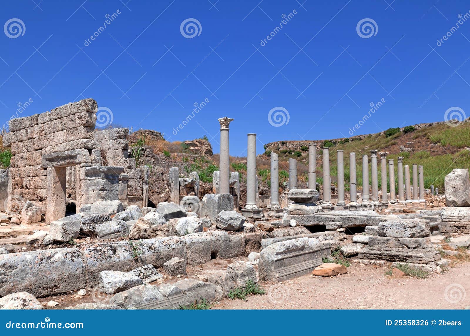 Ancient Ruins Perge Turkey stock photo. Image of huge - 25358326