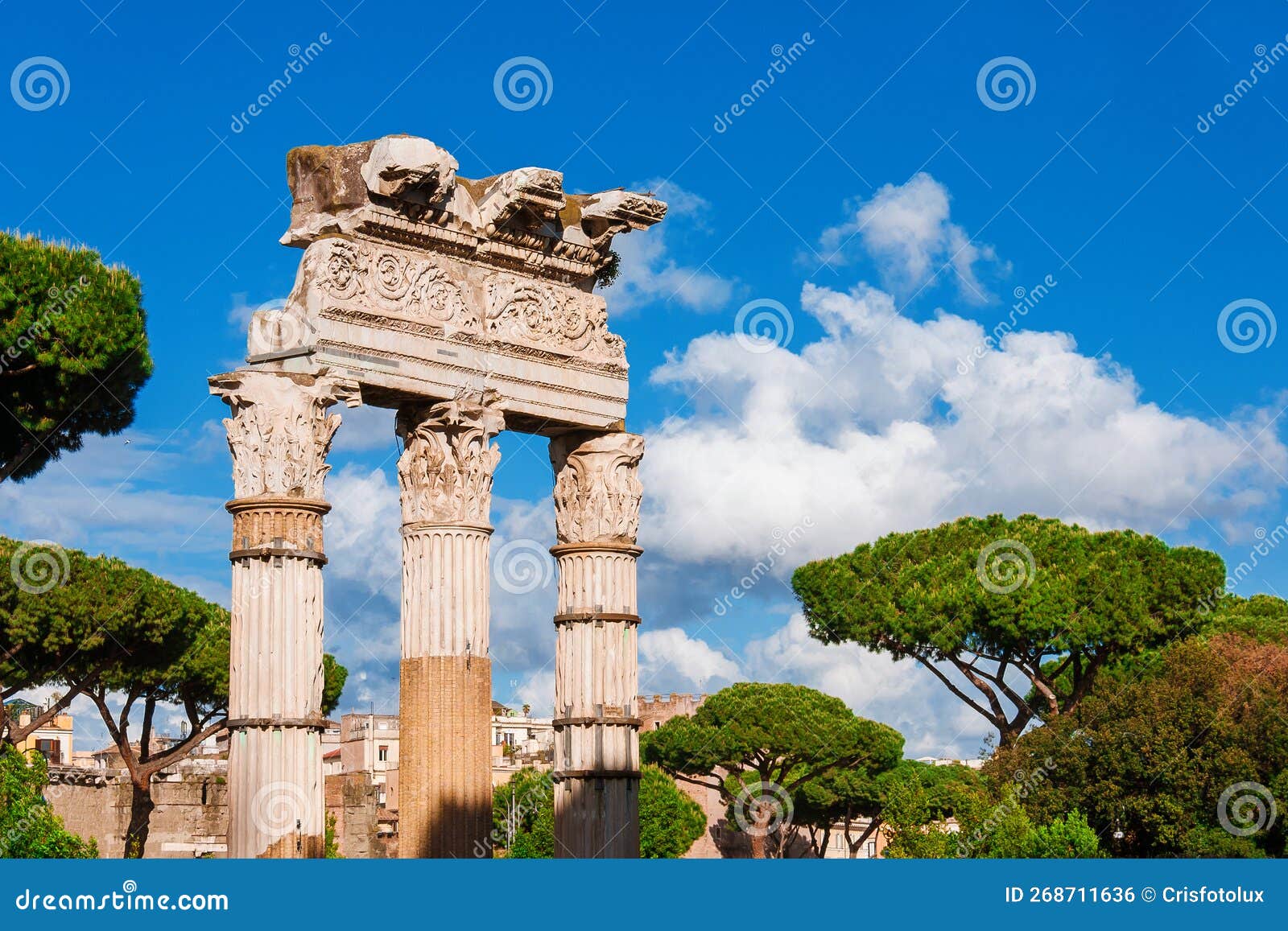 Ancient ruins in Rome stock photo. Image of monument - 268711636