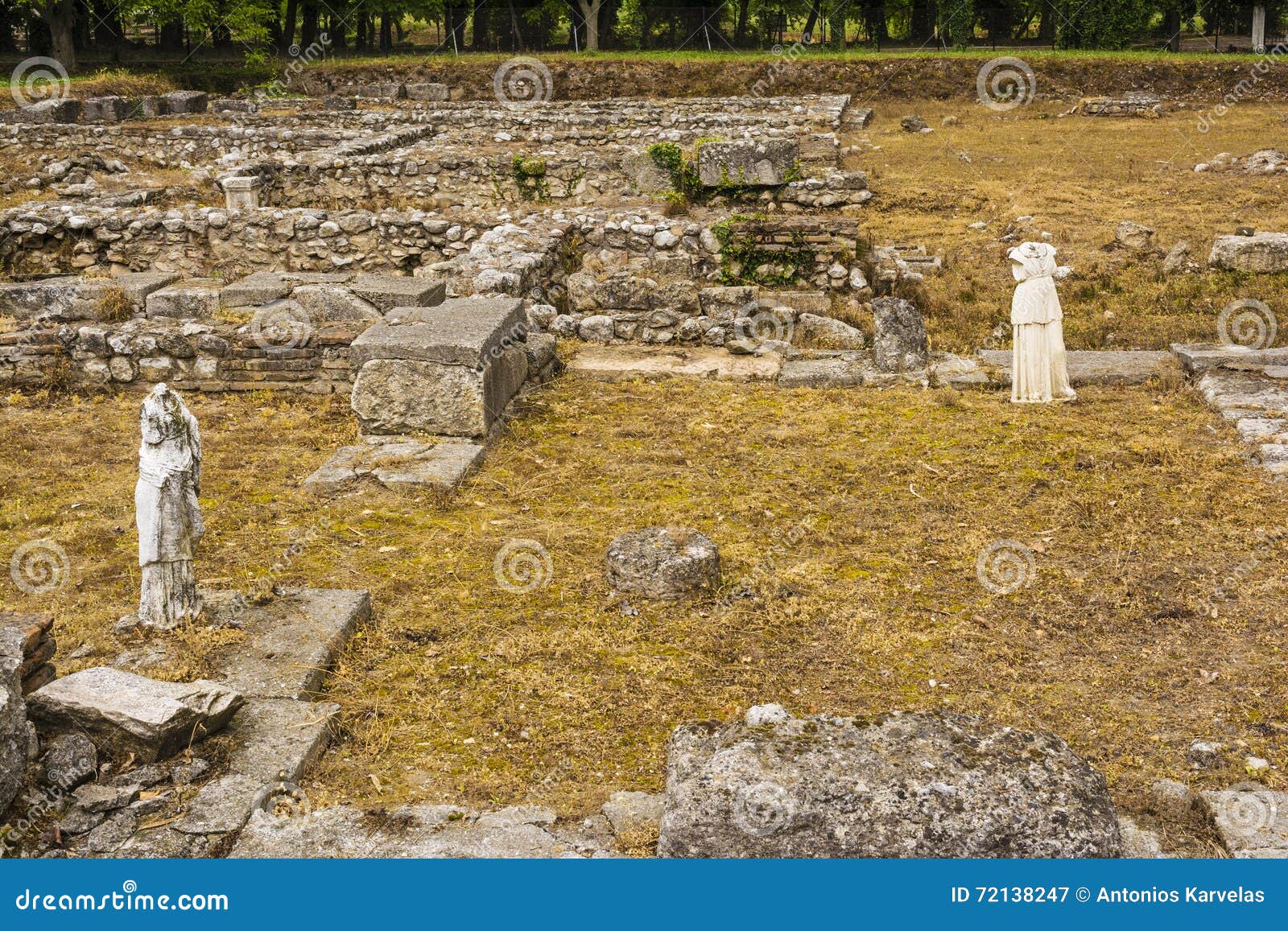 Ancient Ruins and Sculptures in Dion, Greece. Stock Image - Image of ...