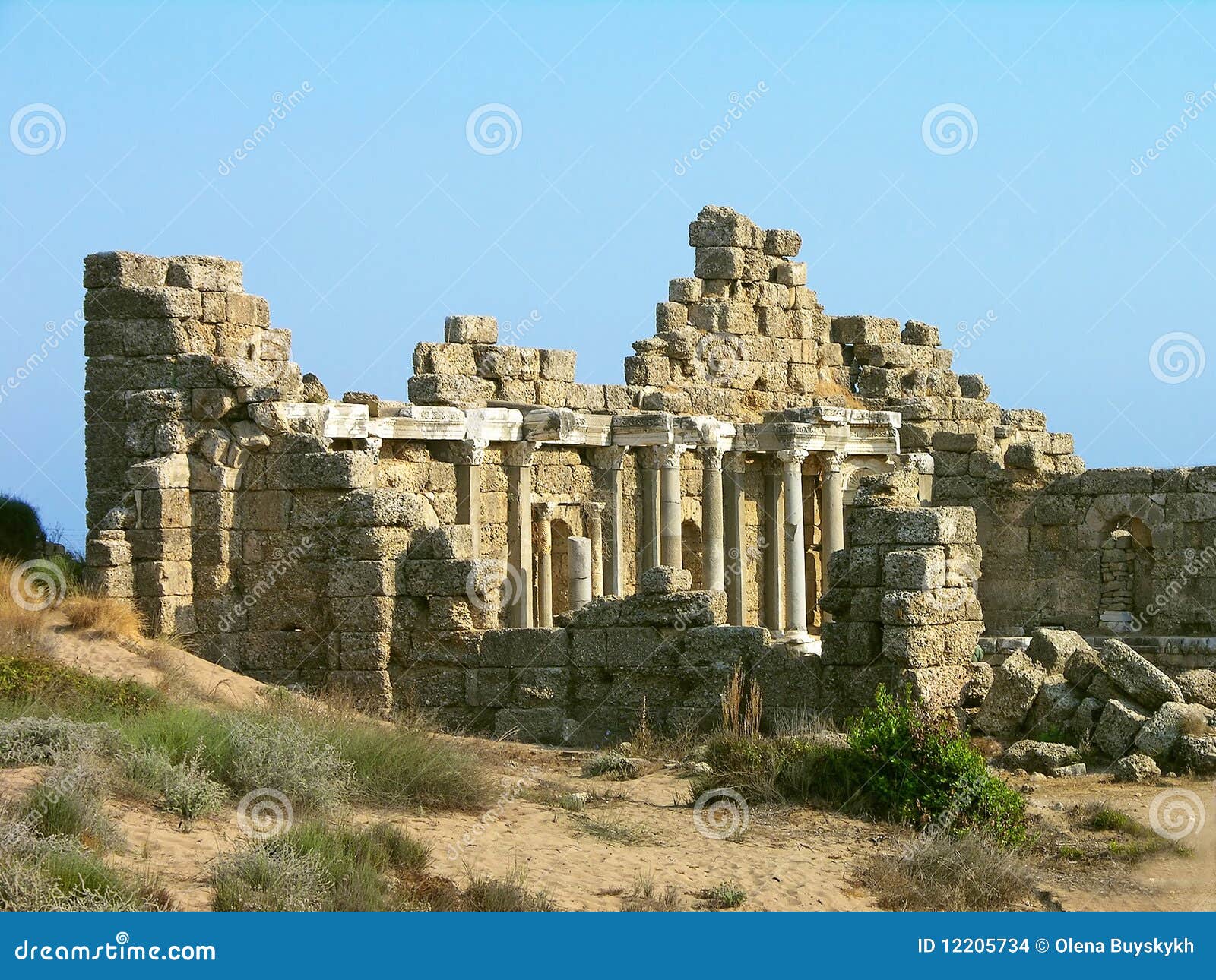 Ancient Ruins, Side, Turkey Stock Photo - Image of apollo, landmark ...
