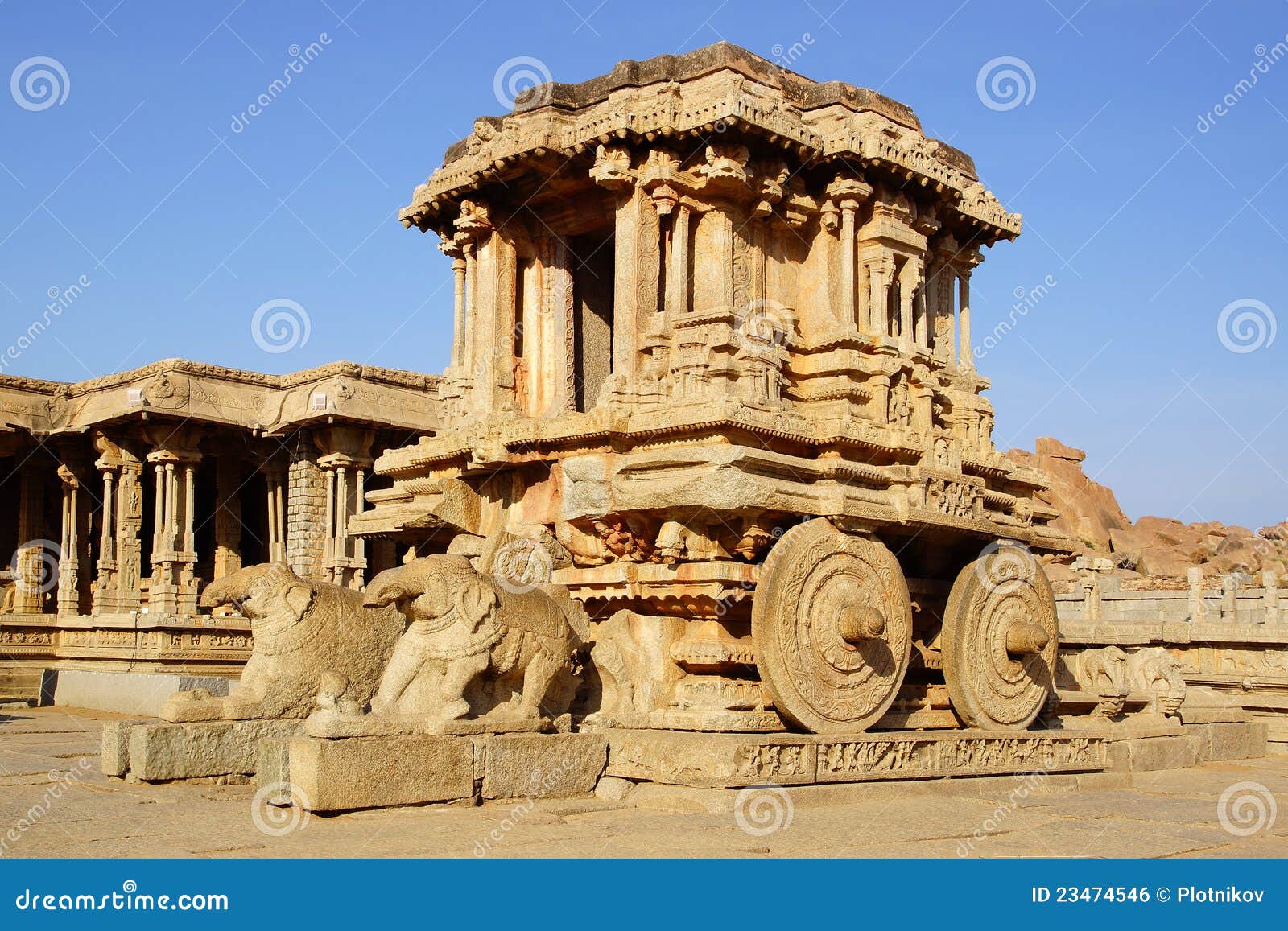 Ancient Ruins of Stone Chariot. Hampi, India Stock Photo - Image of ...