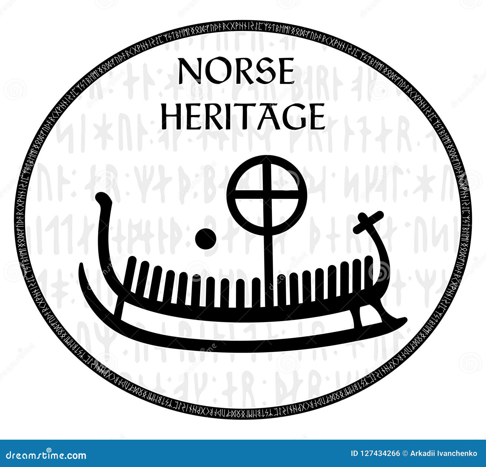 Ancient Runestone With Engraved Scandinavian Pattern And Runes Cartoon ...