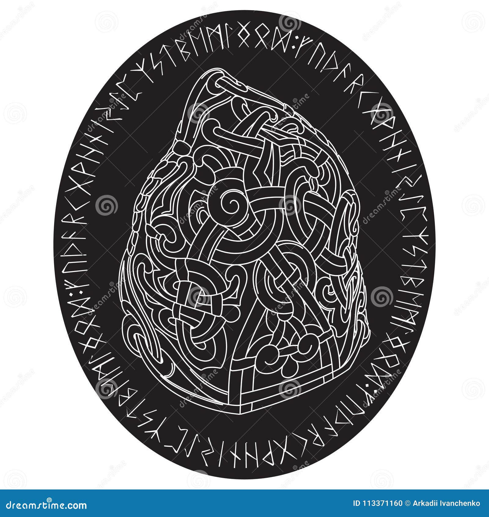 Ancient Runestone with Engraved Scandinavian Pattern Stock Vector ...