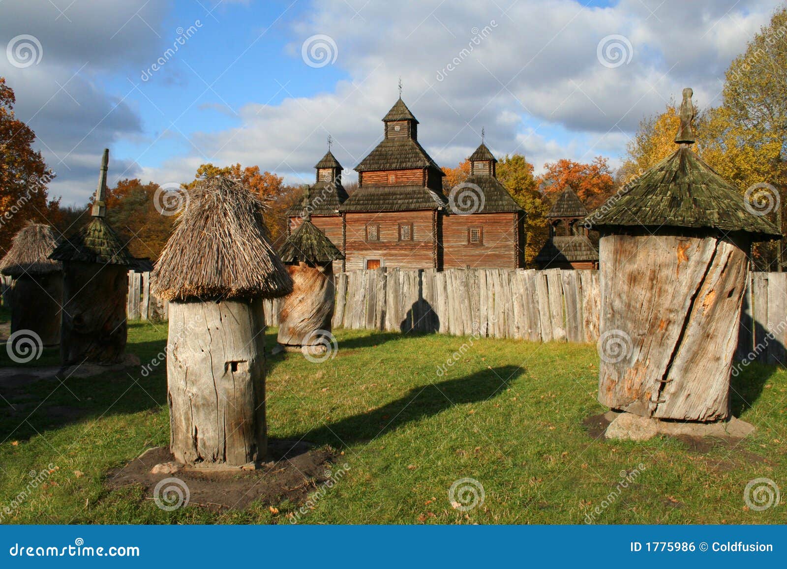 Ancient Rural Apiary , Bee-garden - Autumn Landscape Stock Photo ...