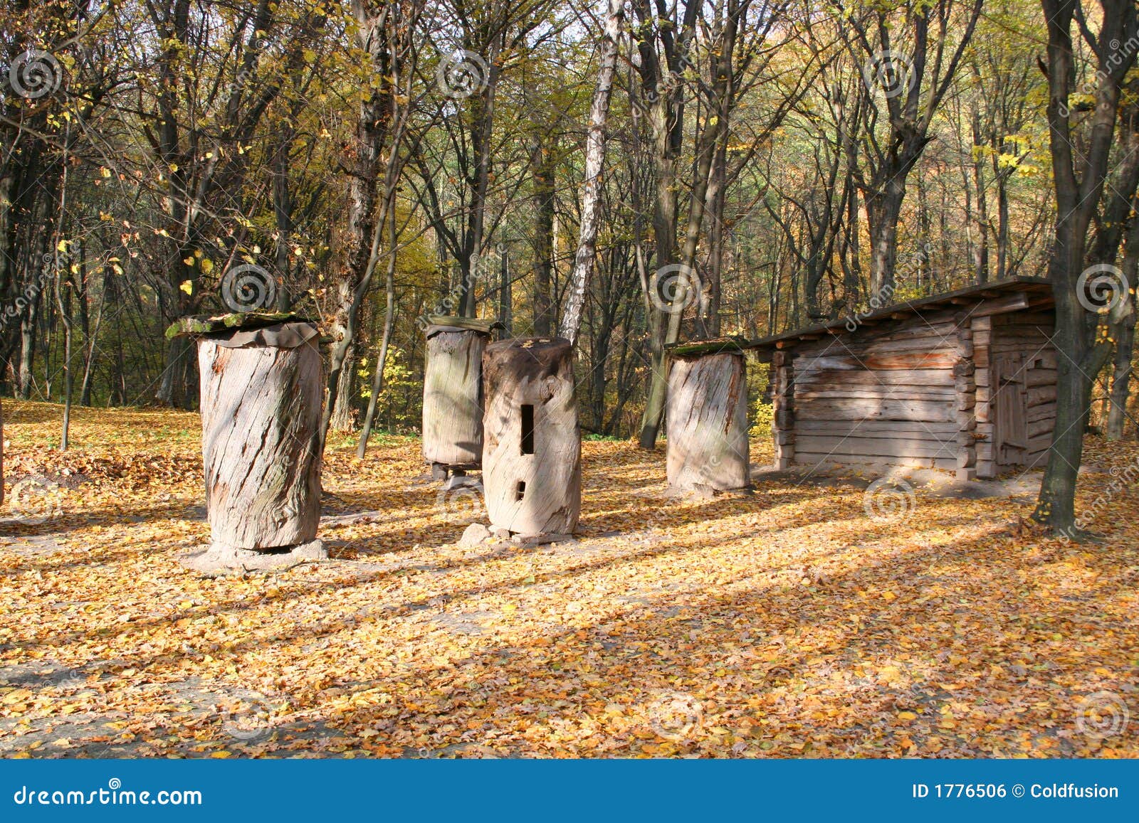 Ancient Rural Apiary , Bee-garden - Autumn Landscape Stock Photo ...