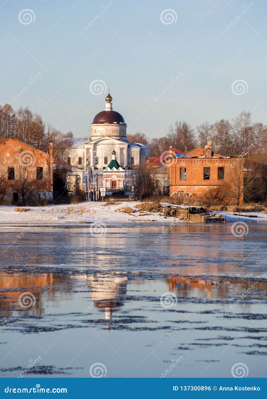 View of the Ancient Russian City Myshkin Stock Photo - Image of coast ...