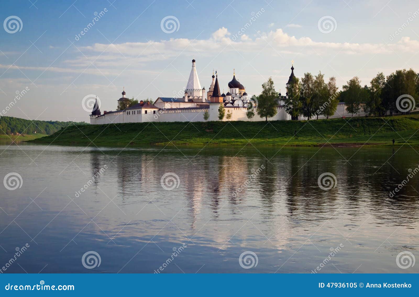 Ancient Russian Monastery on the Banks of the River Stock Image - Image ...
