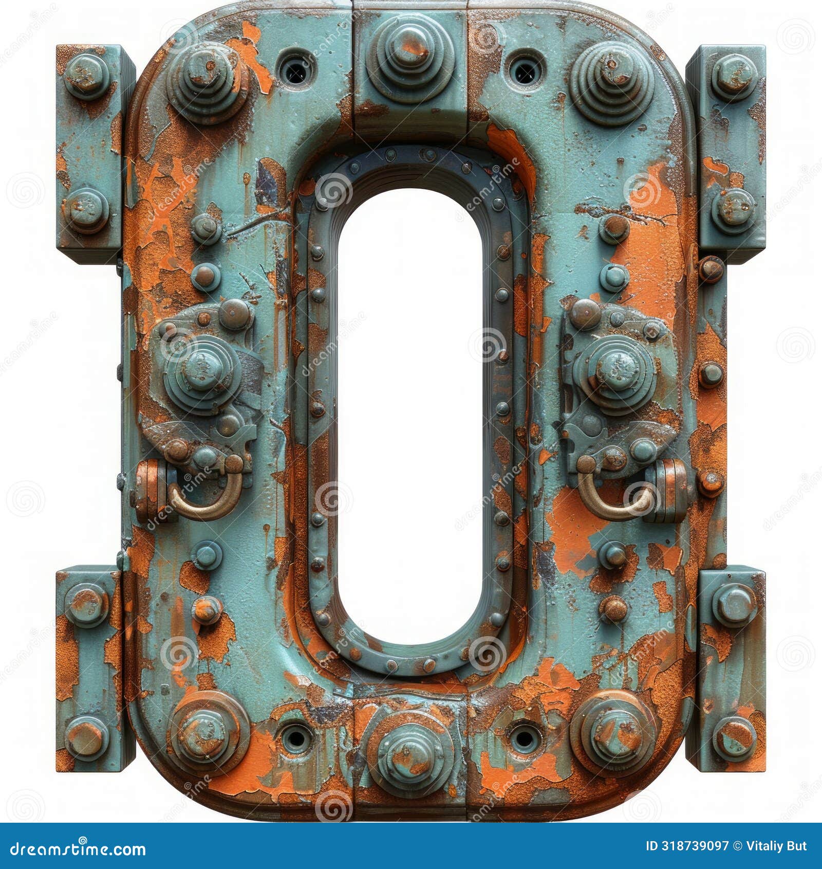 Ancient, Rusted Metal Object Adorned with Rivets and Knobs, Bearing the ...