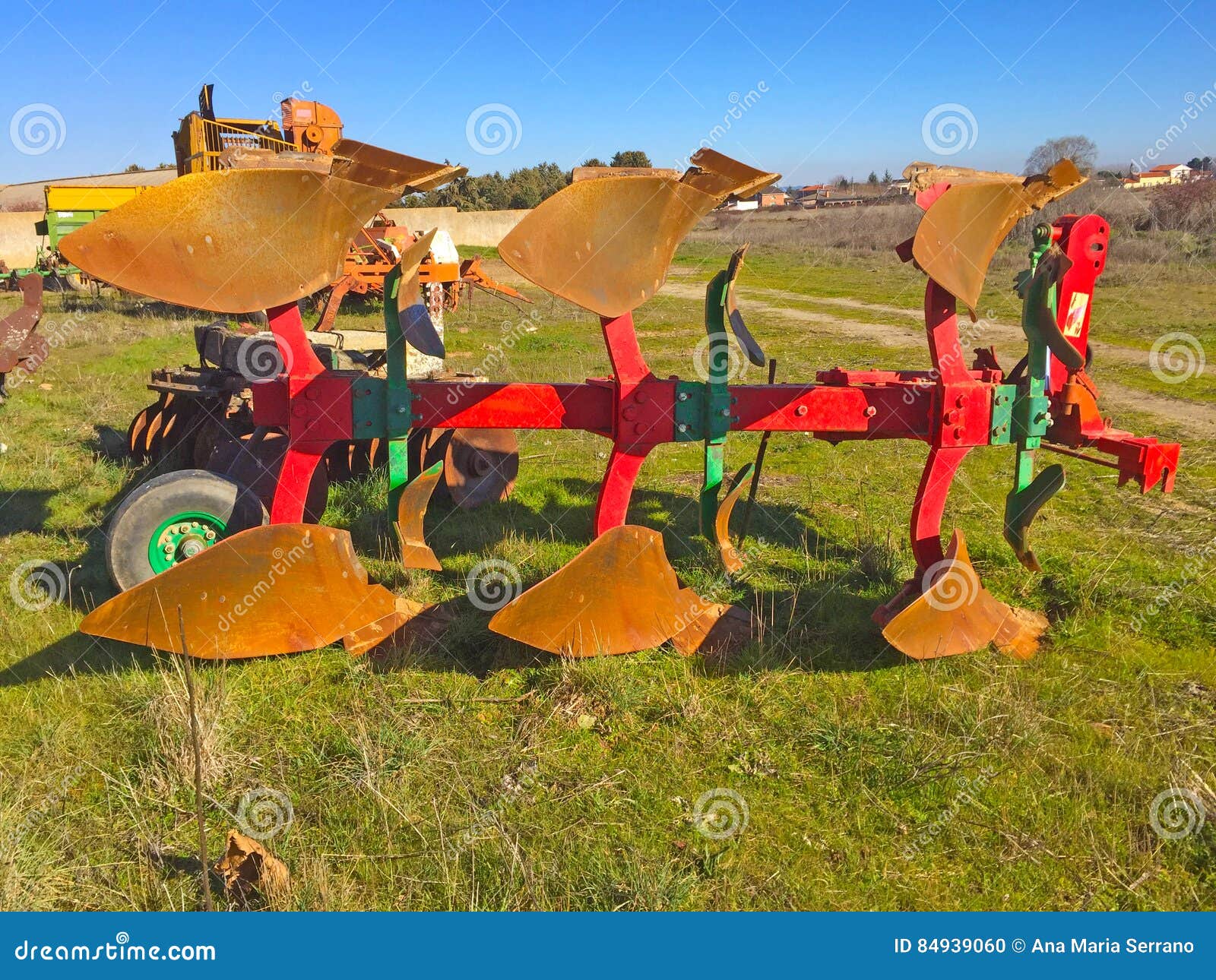 Ancient Rusty Plow on a Village Stock Photo - Image of equipment ...