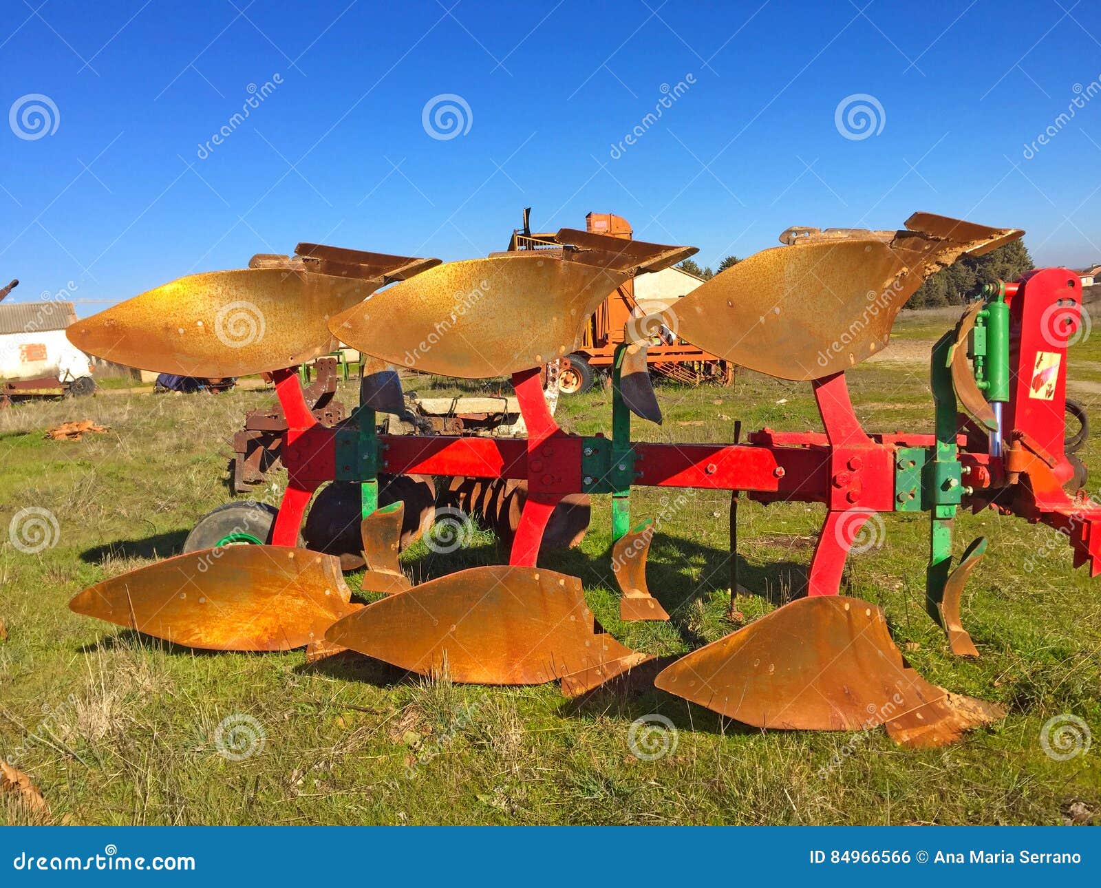 Ancient Rusty Plow on a Village Stock Photo - Image of metal, object ...