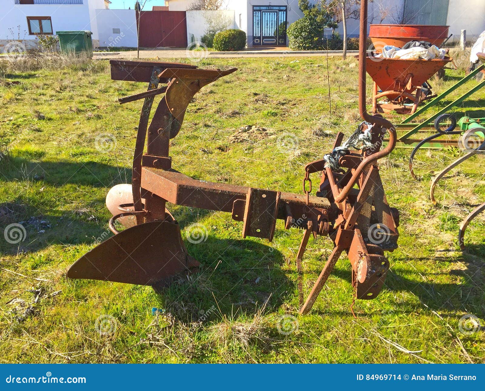 Ancient Rusty Plow on a Village Stock Photo - Image of ancient ...