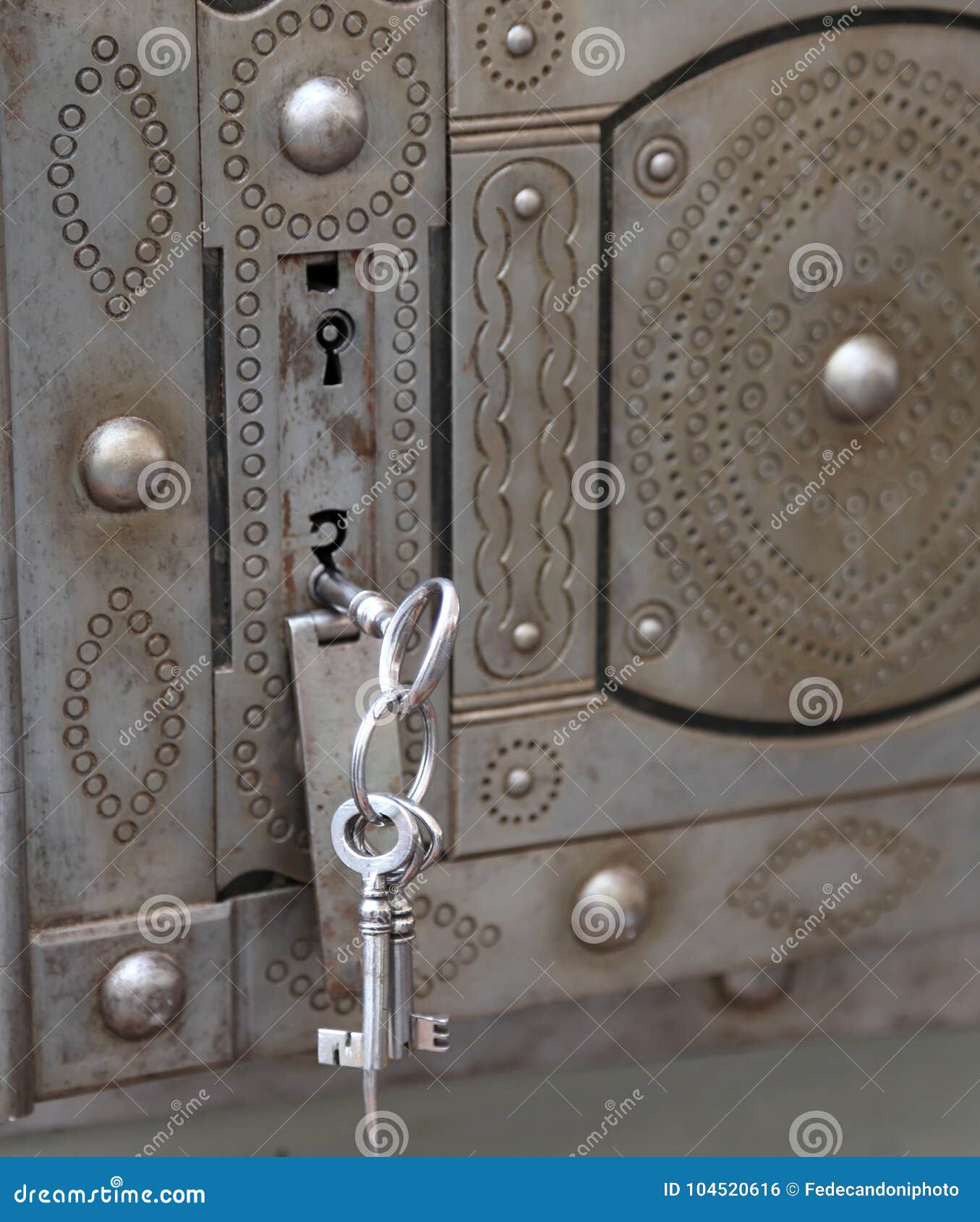 Ancient Safe with Double Lock and Iron Keys Stock Photo - Image of ...