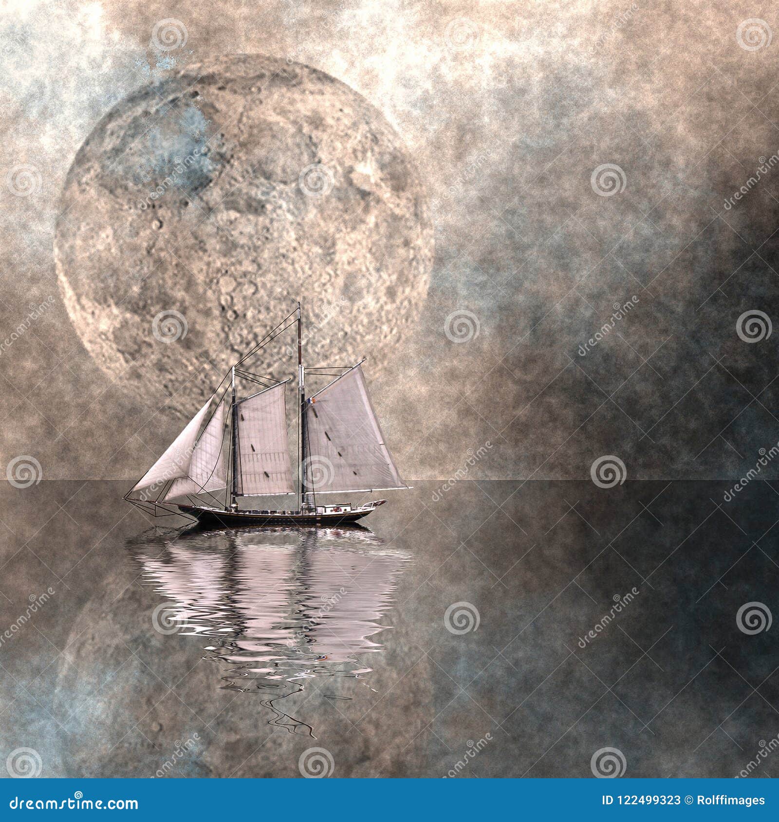 Moon Sailing stock illustration. Illustration of dream - 122499323