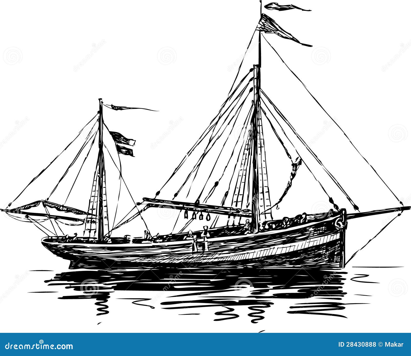 Ancient sailboat stock vector. Illustration of sailboat - 28430888