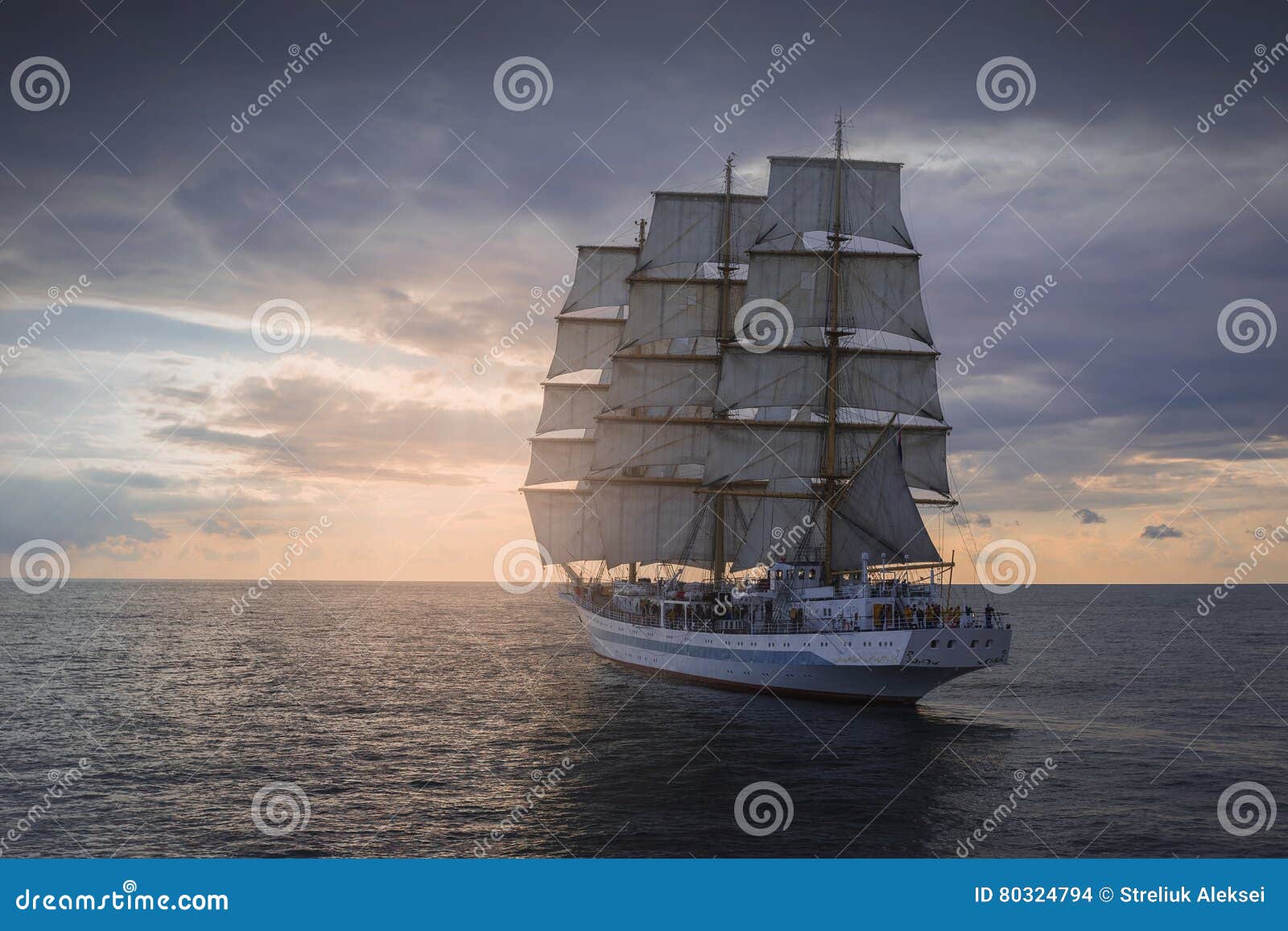 Ancient Sailing Ship in the Sea Stock Photo - Image of sochi, bulgaria ...