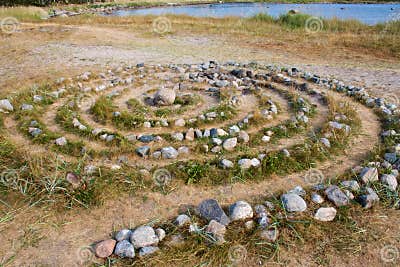 Ancient Sami Stone Labyrinth on Solovetsky Island Stock Image - Image ...
