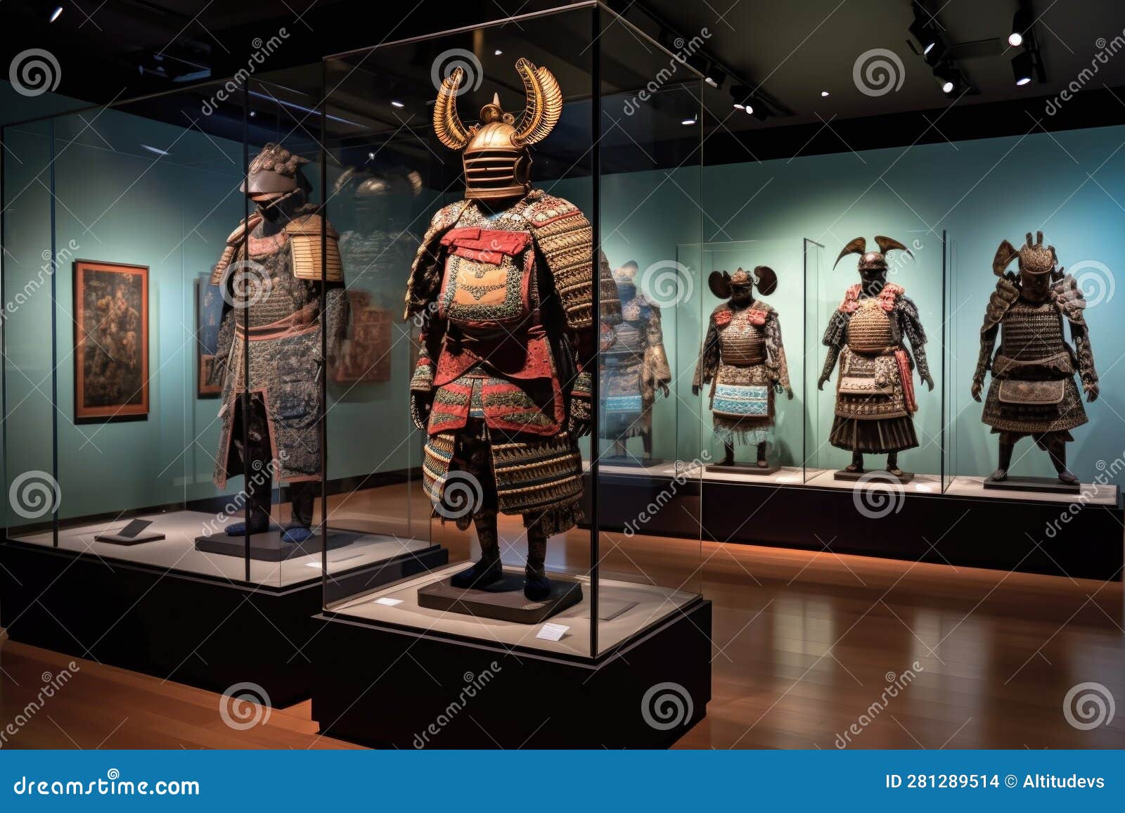 Ancient Samurai Armor Displayed in Museum Stock Illustration ...