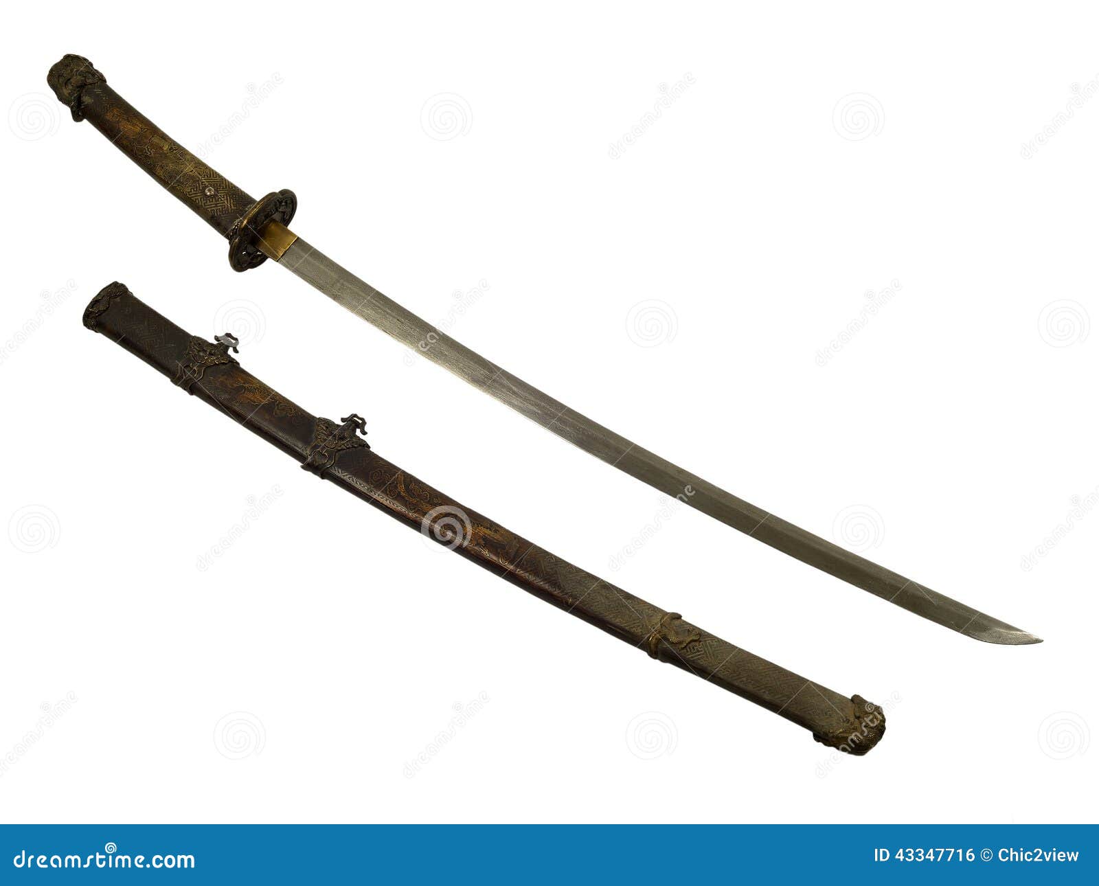 Ancient Samurai Sword Isolate Stock Photo - Image of campaign, combat ...