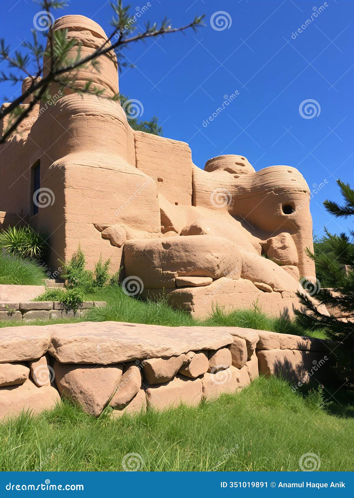 Ancient Sandstone Structure in the Desert Stock Illustration ...