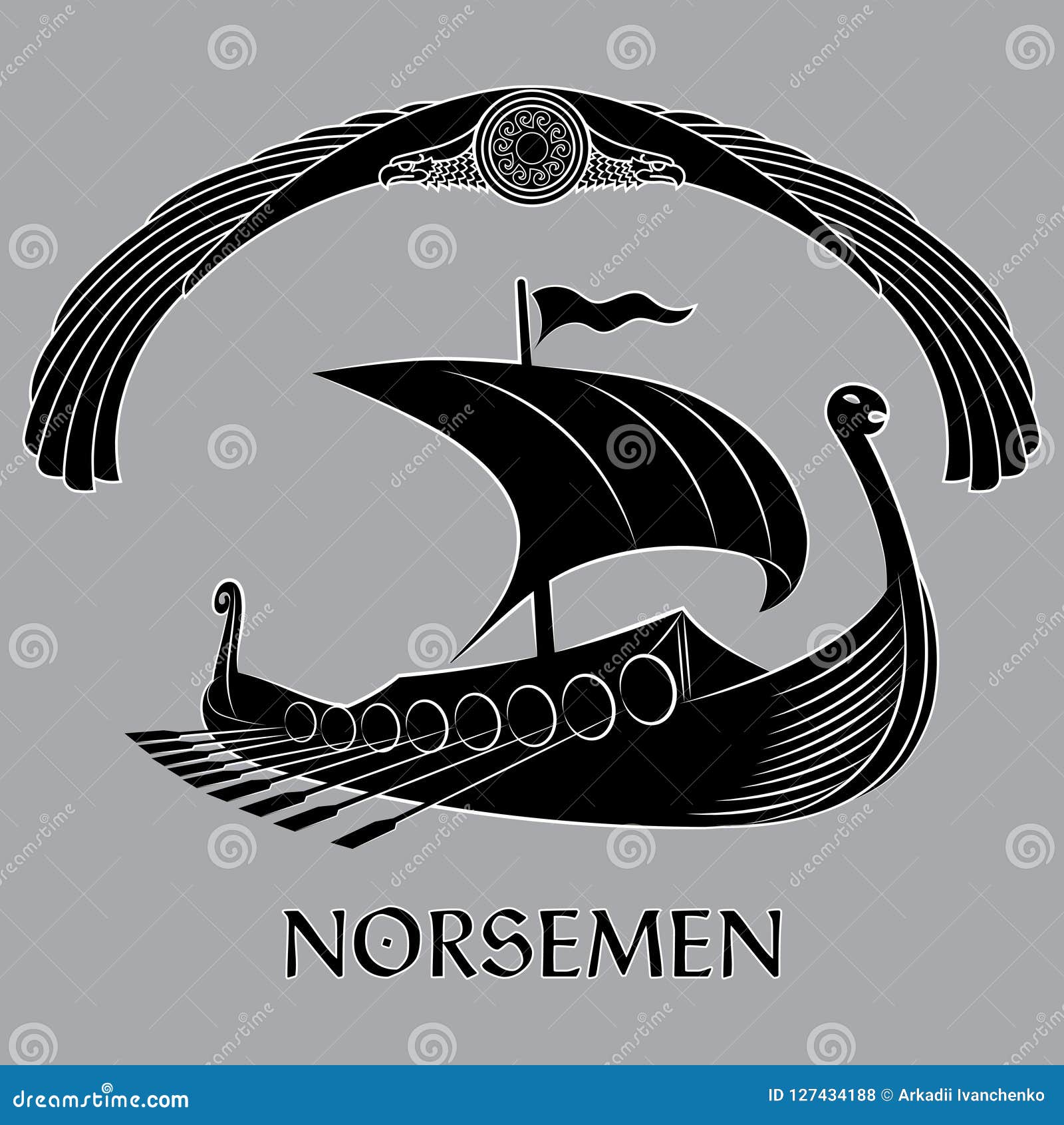 An Ancient Scandinavian Image of a Viking Ship, Decorated with a ...