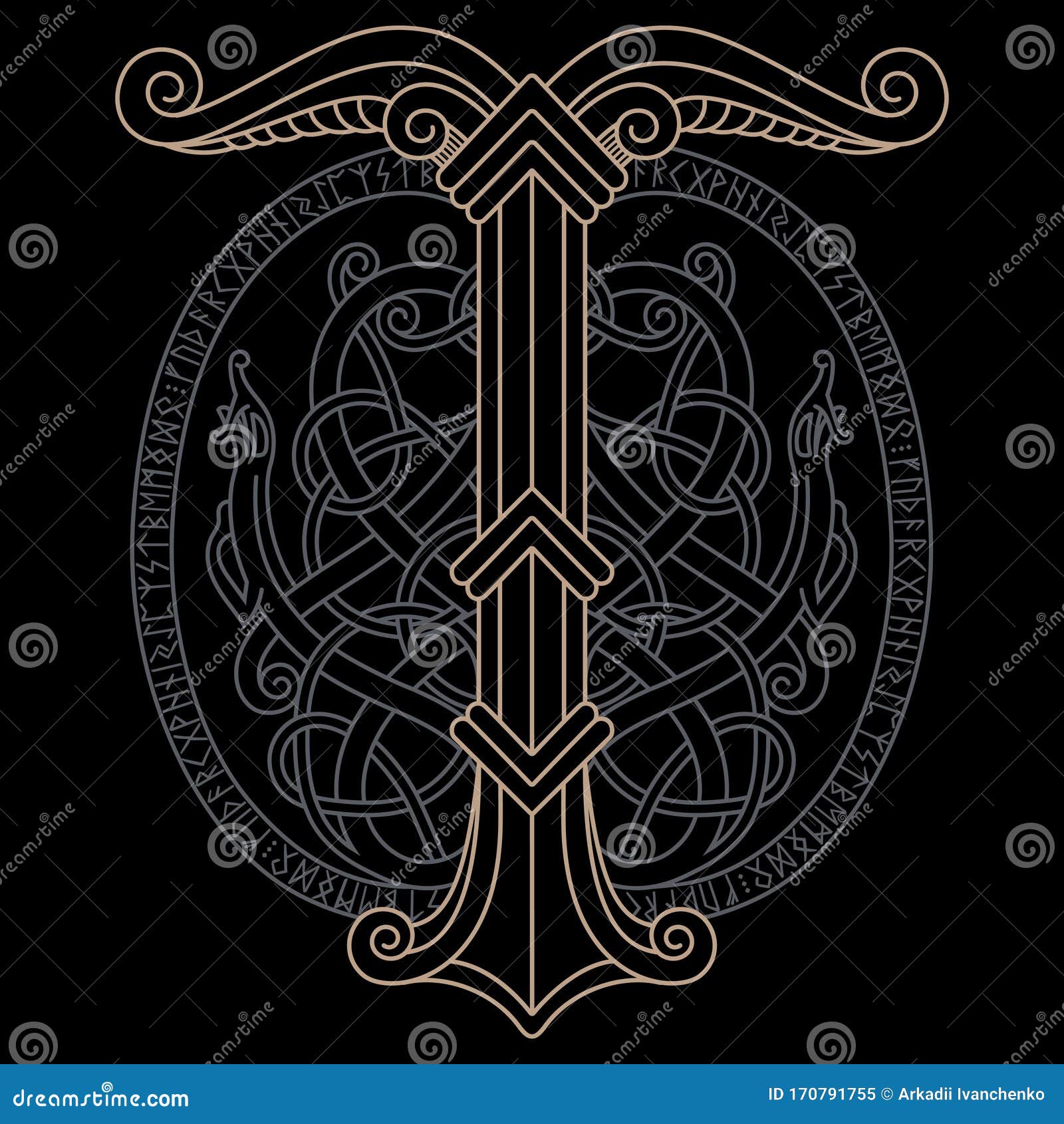Ancient Scandinavian Knot-work Illustration and Sacred Tree Irminsul ...