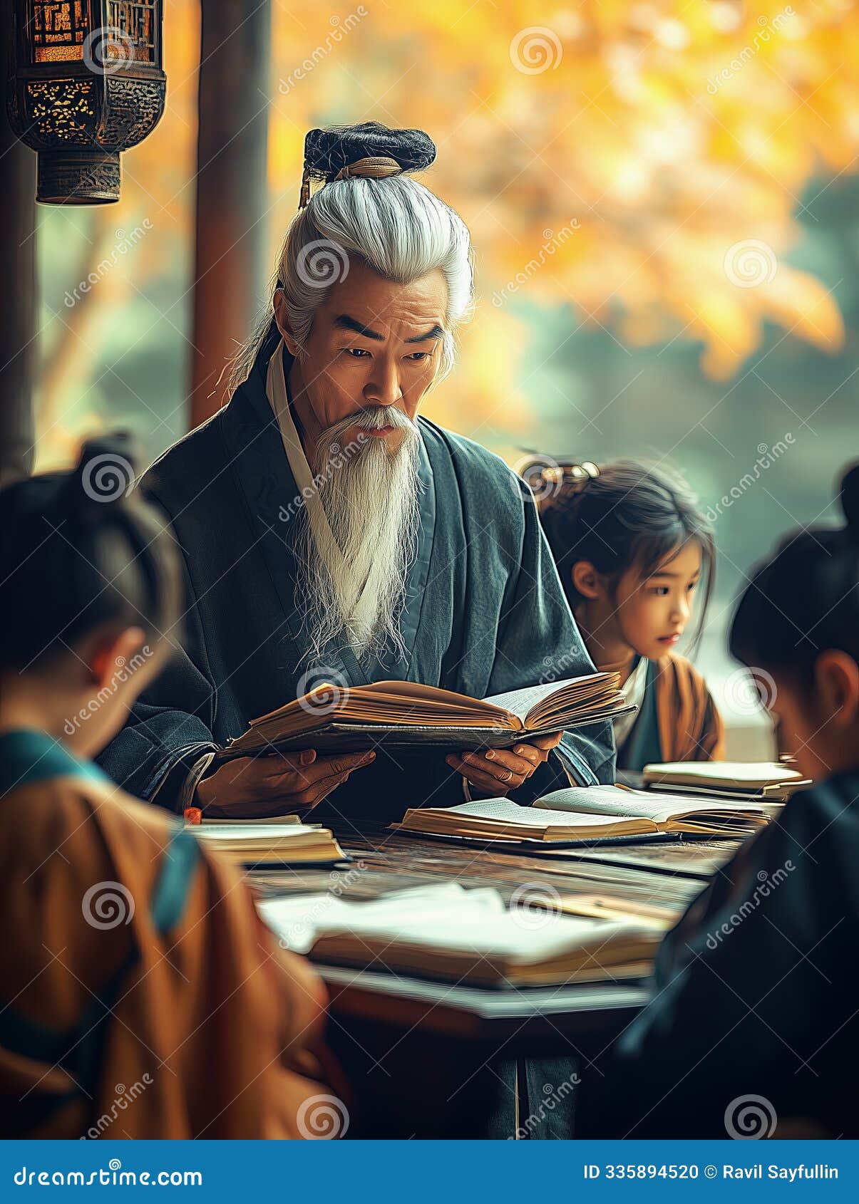 Ancient Scholar Teaching Students Outdoors Stock Photo - Image of ...