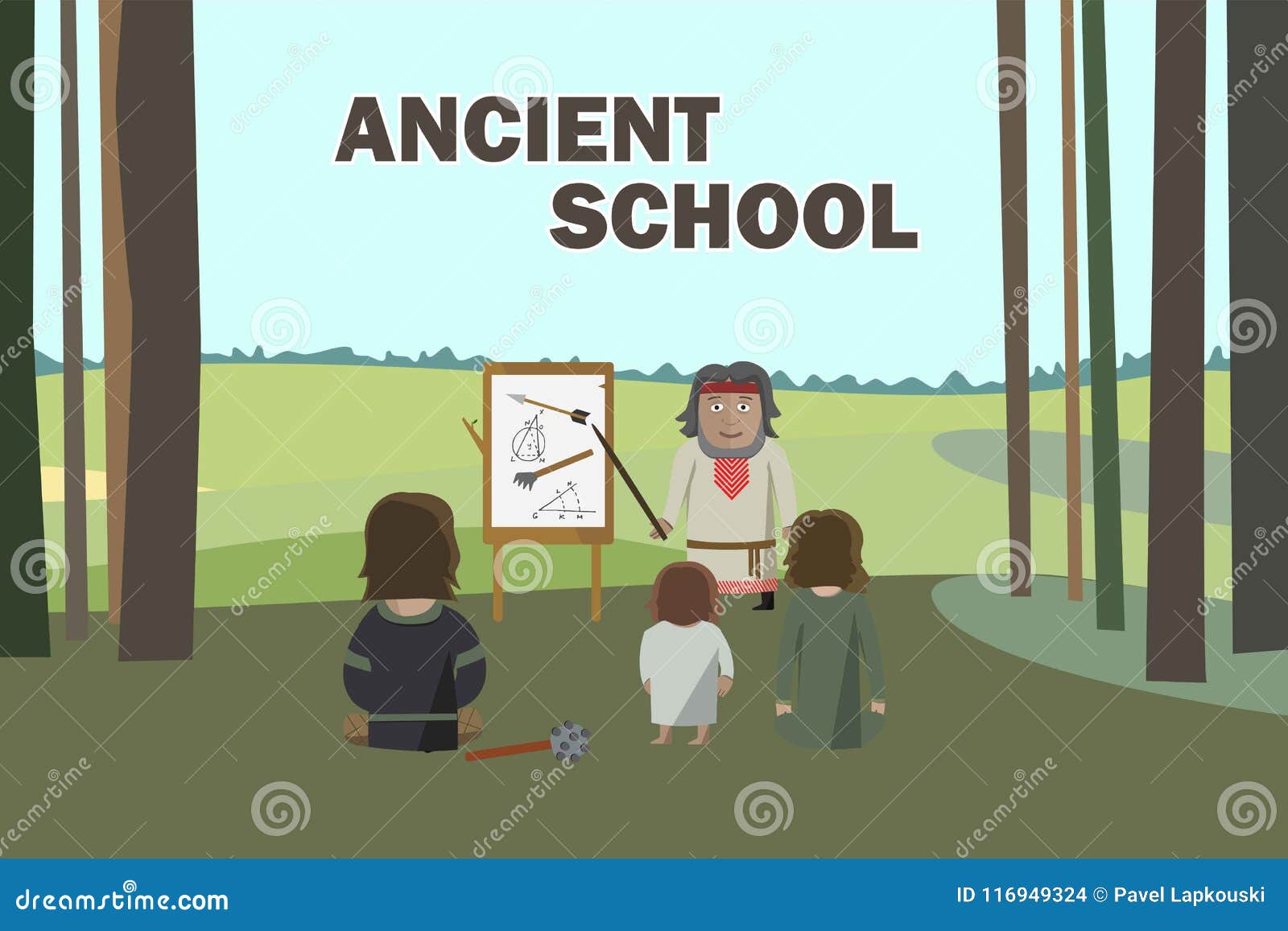 Ancient School in Forest stock illustration. Illustration of armor ...
