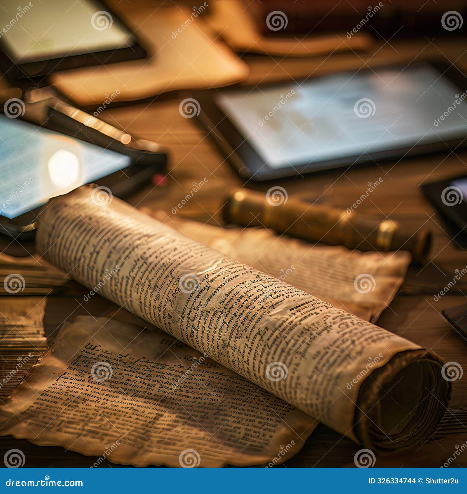 An Ancient Scroll among Digital Tablets Representing the Blend of ...