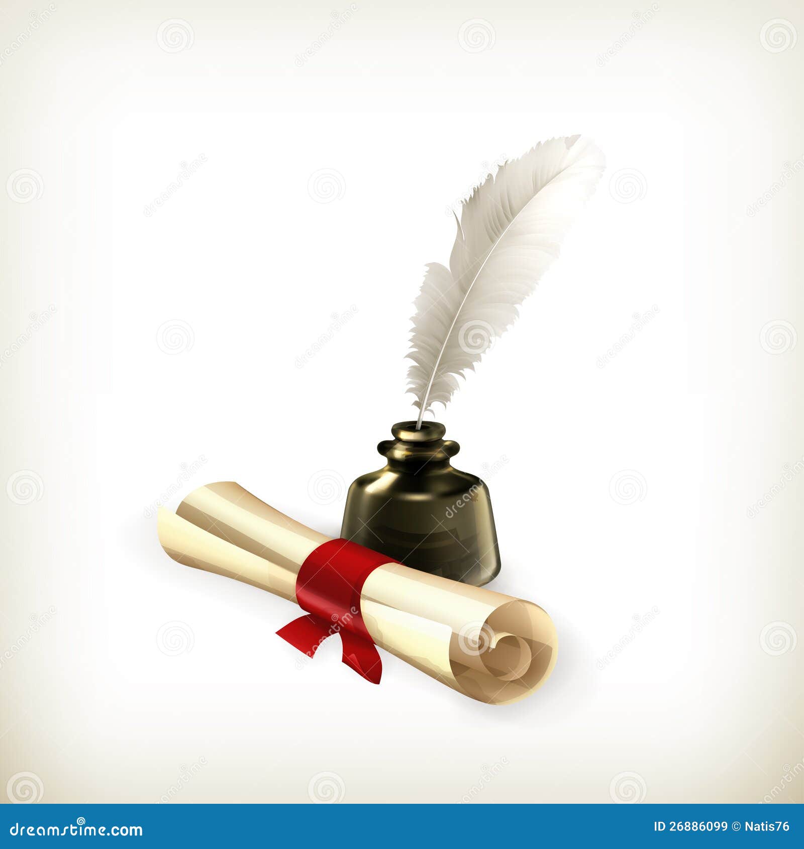 Ancient scroll and feather stock vector. Illustration of quill - 26886099