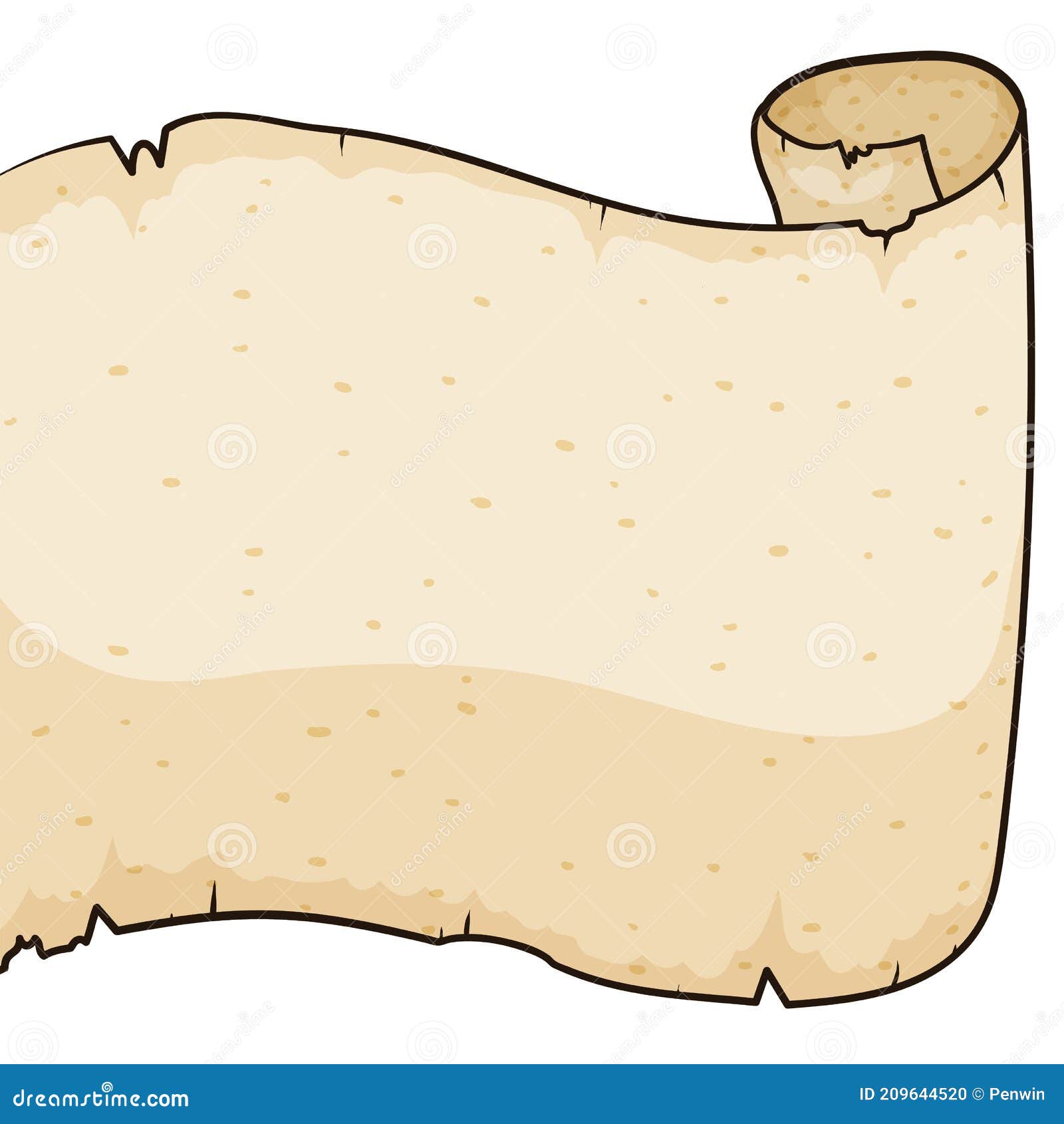 Ancient Scroll from Left Side in Cartoon Style, Vector Illustration ...