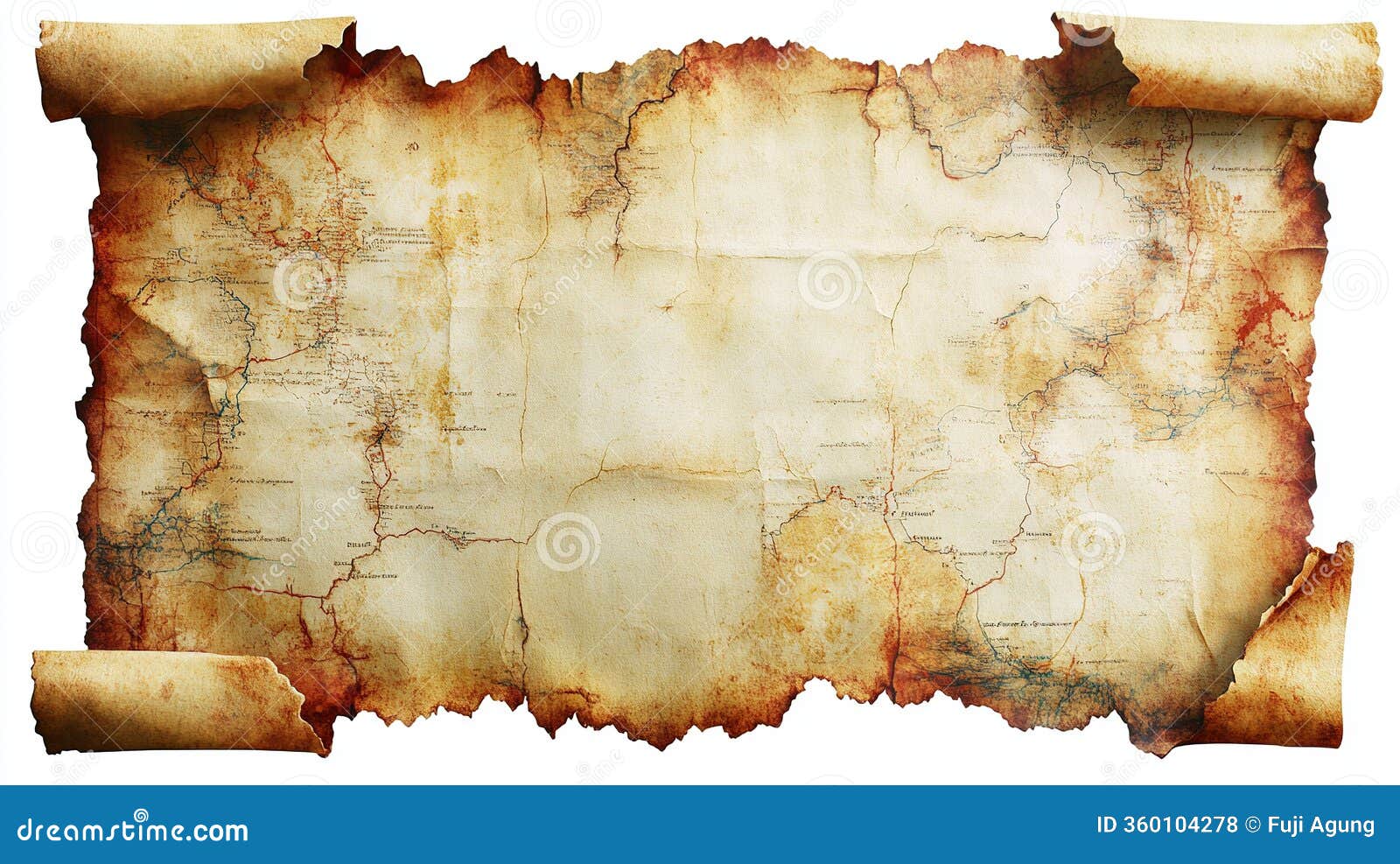 Ancient Scroll Map, Parchment Texture, Isolated White Background ...