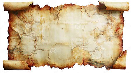 Ancient Scroll Map, Parchment Texture, Isolated White Background ...