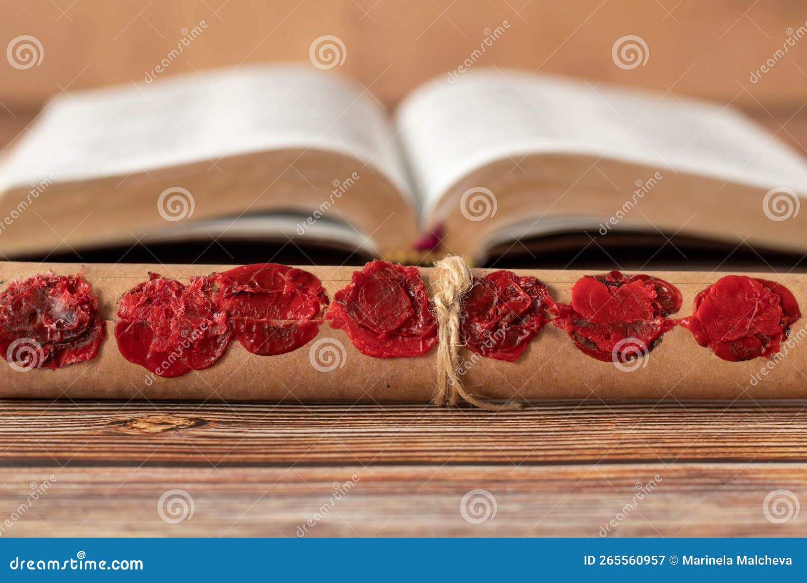 Ancient Scroll with Seven Seals in Front of an Open Holy Bible Book ...