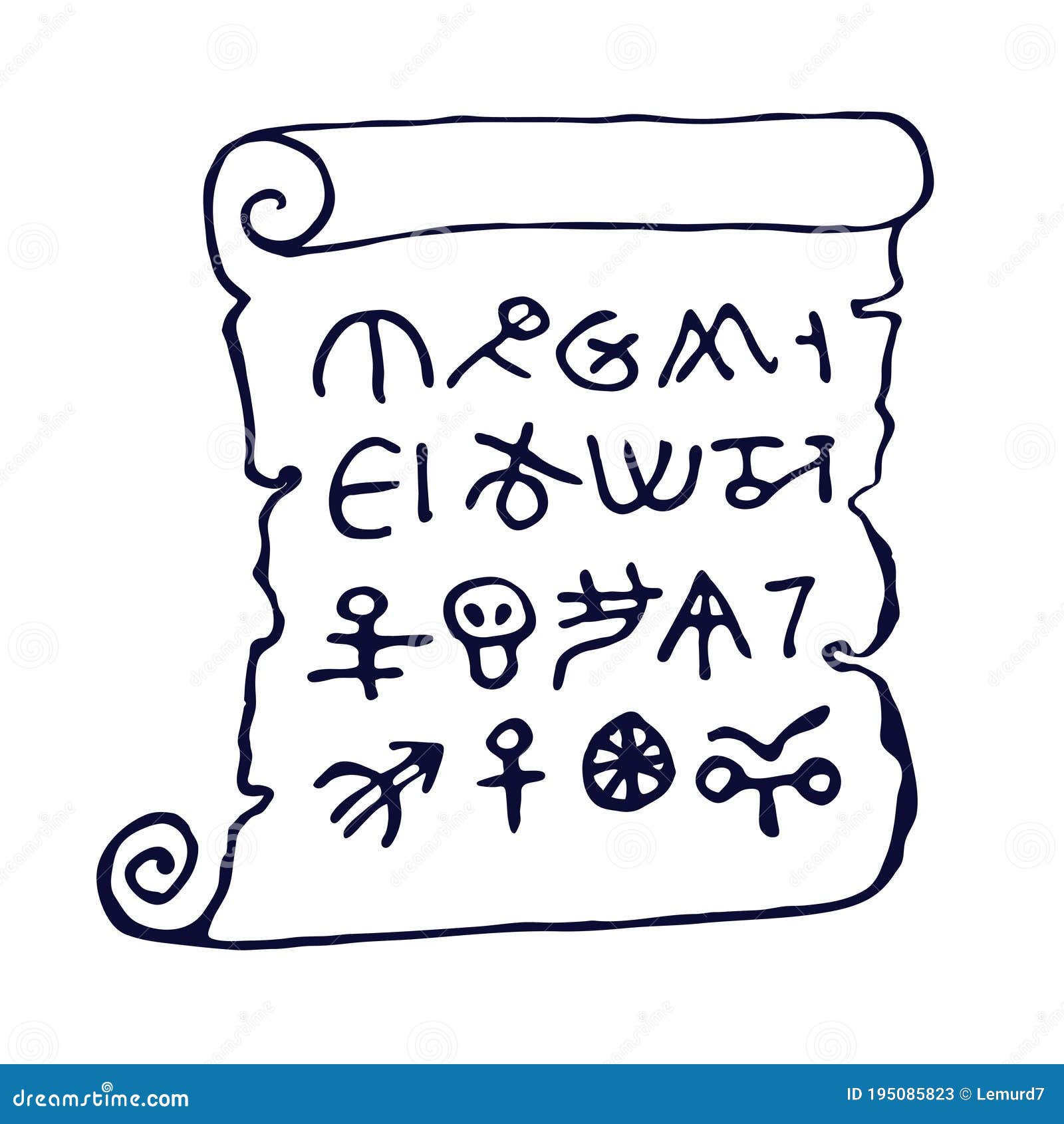 An Ancient Scroll With Signs. Old Papyrus With Magical Symbols ...