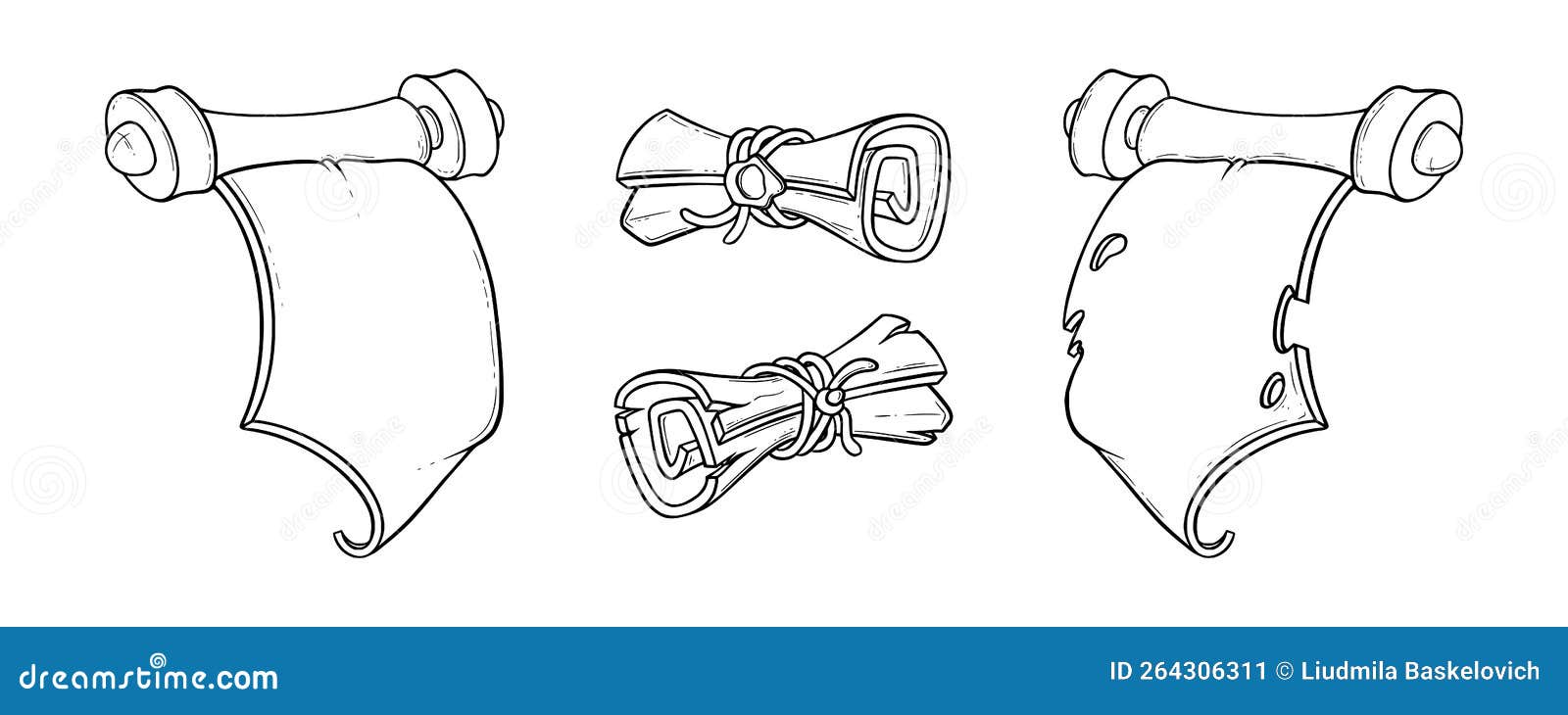 Ancient Scroll Sketches. Torn Paper Scrolls for Games Stock Vector ...