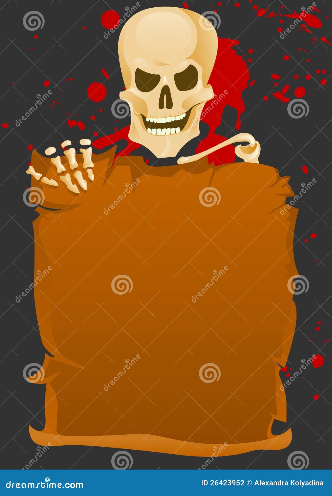 Ancient scroll and Skull stock vector. Illustration of evil - 26423952
