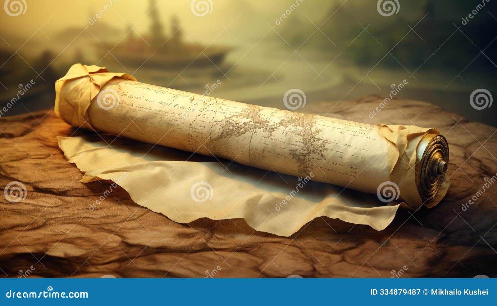 An Ancient Scroll Twisted into a Tube Stock Illustration - Illustration ...