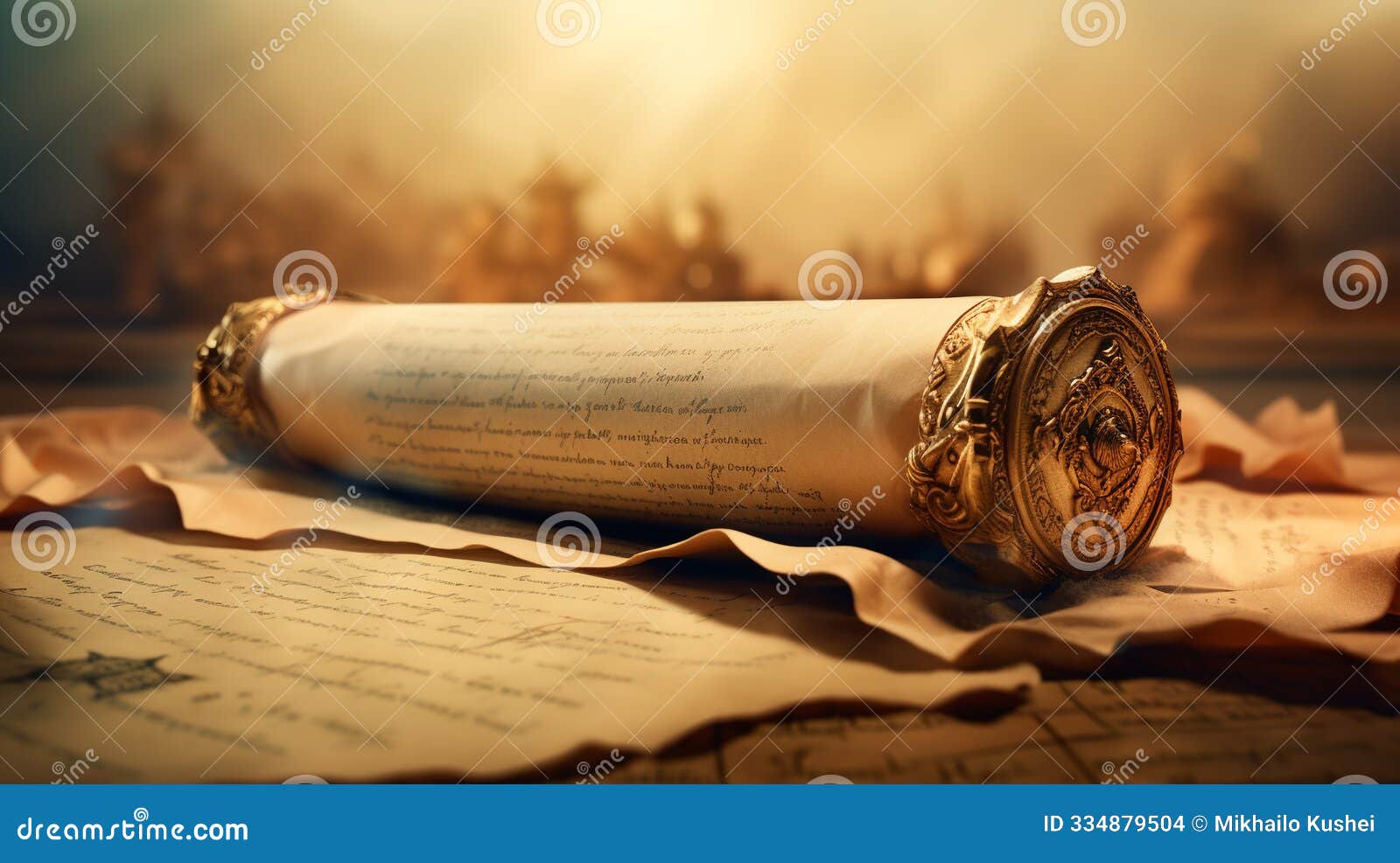 An Ancient Scroll Twisted into a Tube Stock Illustration - Illustration ...