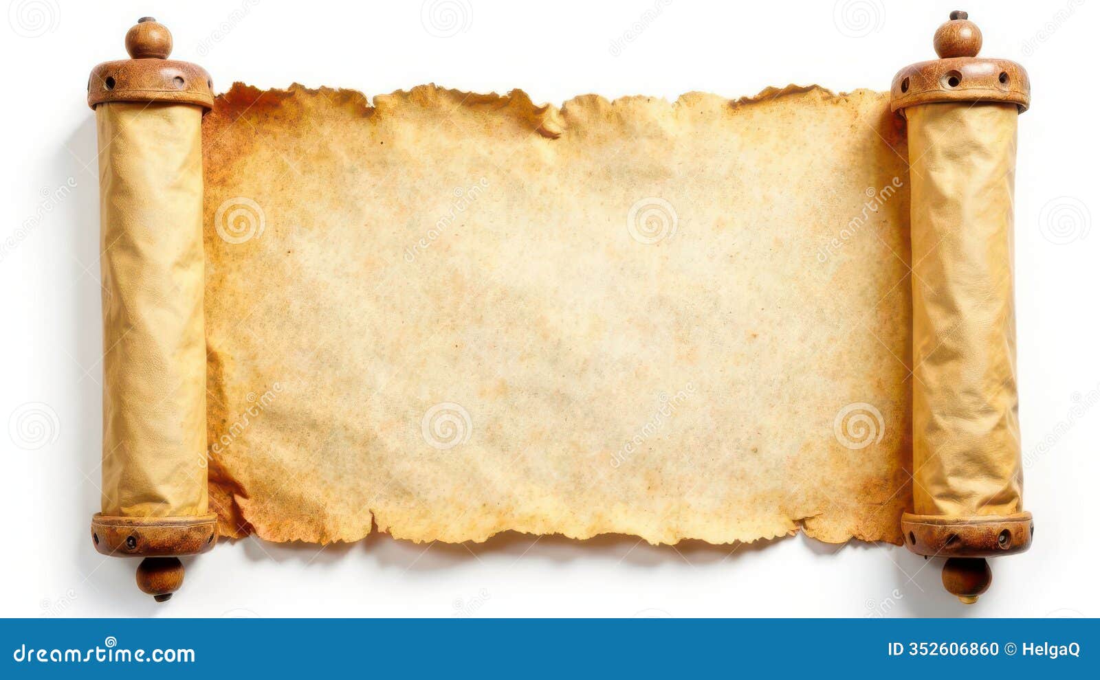 Ancient Scroll with Wooden Handles on White Background Stock ...