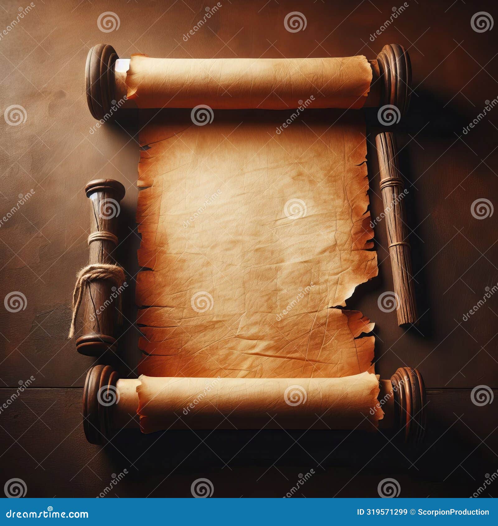 Ancient Scroll on Wooden Table Stock Image - Image of traditional ...