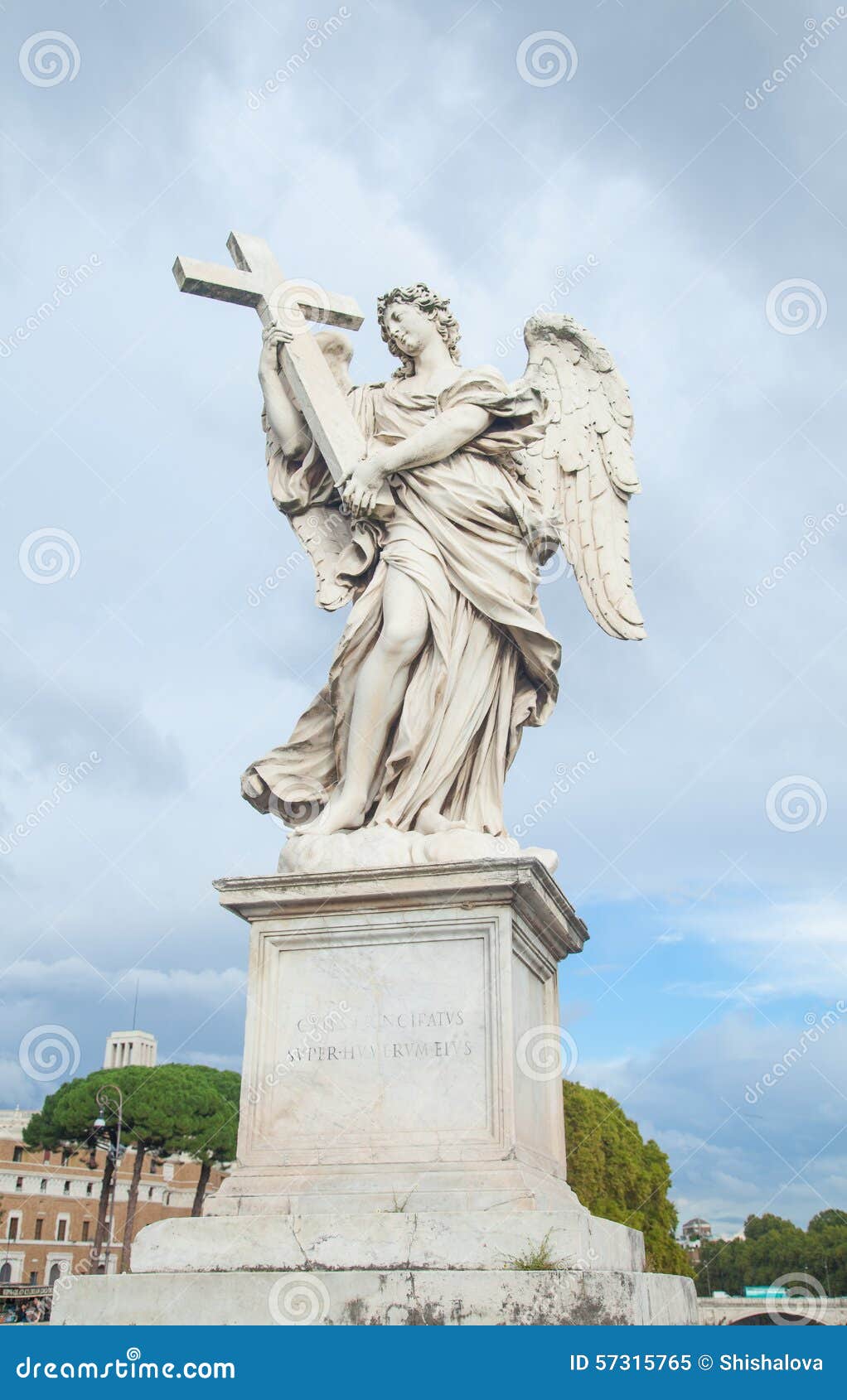 The Ancient Sculpture at the Saint Angelo Bridge Stock Image - Image of ...