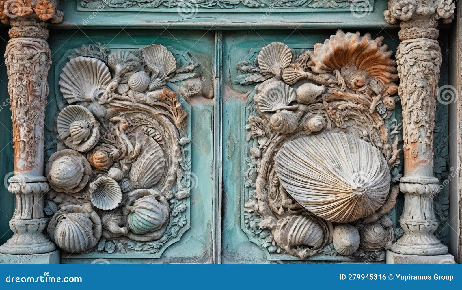 Ancient Seashell Decor, Ornate Pattern on Old Building Feature ...