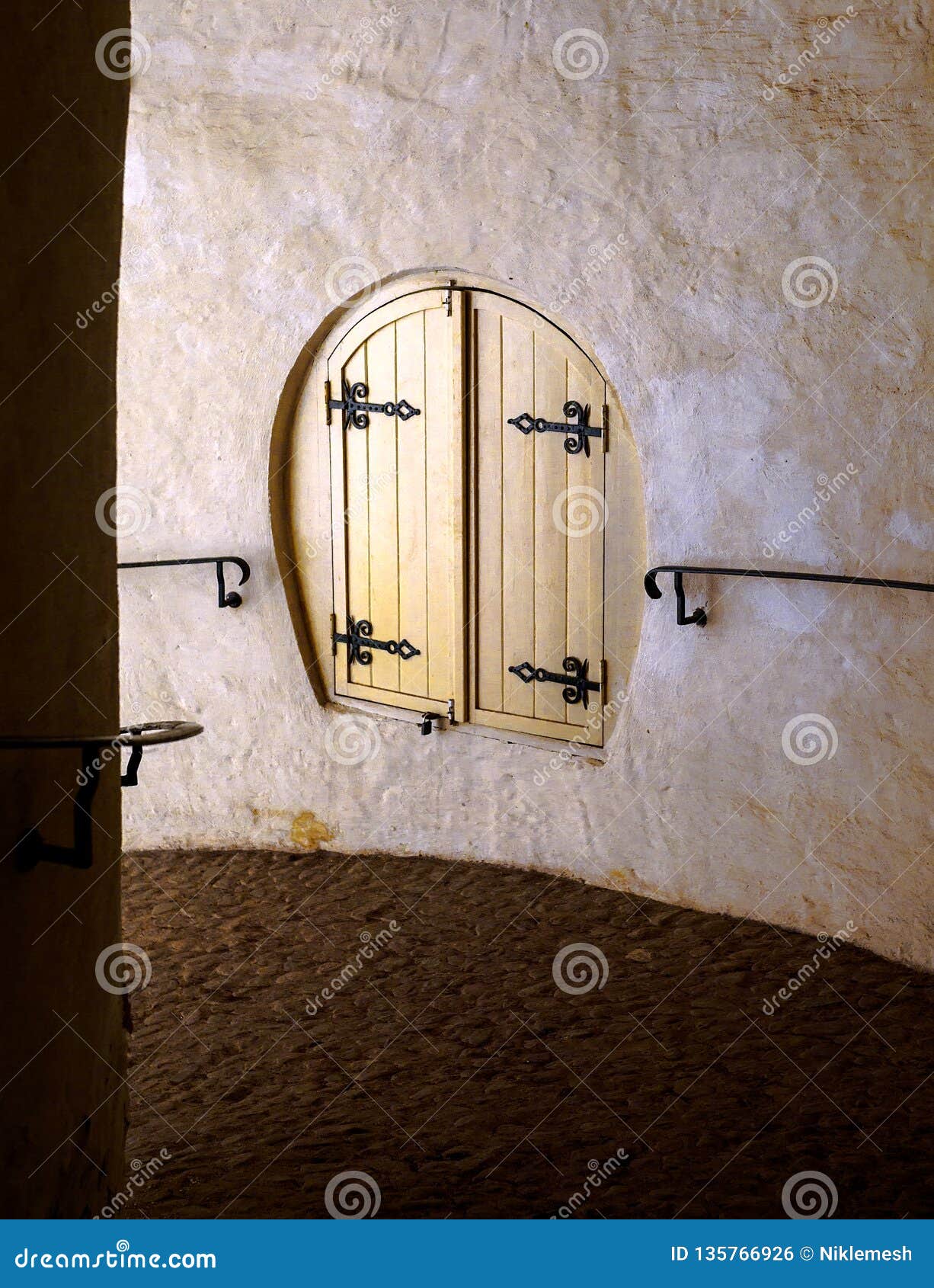 An Ancient Semicircular Window in the Wall, Inside the Building is ...